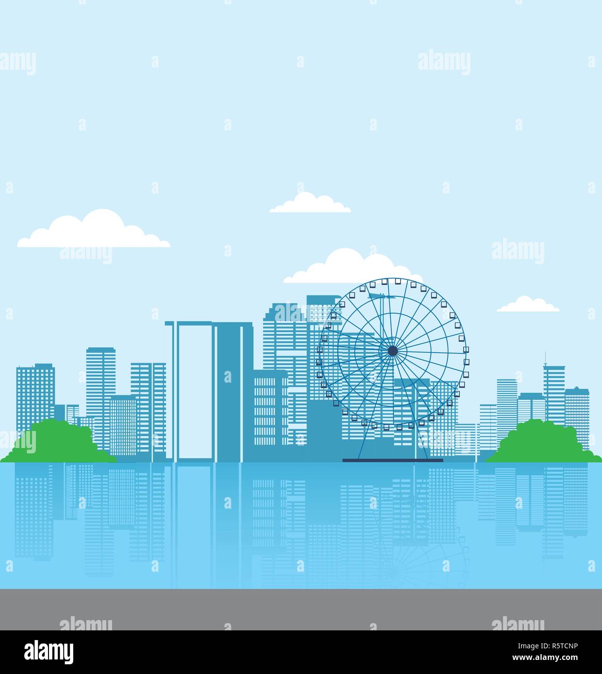 australia place wheel brisbane attraction ocean vector illustration ...