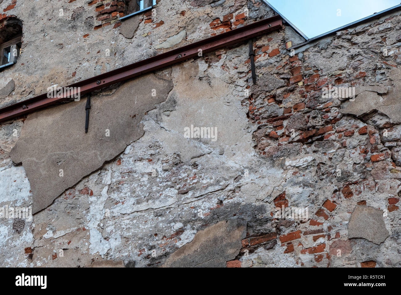 old stone and red brick church details, architecture elements Stock ...