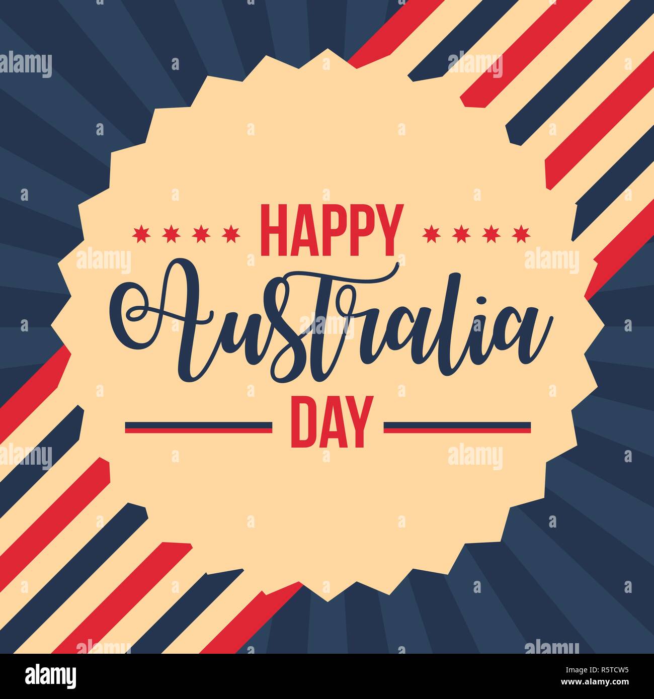 happy australia day sticker sign decoration stripes vector illustration ...