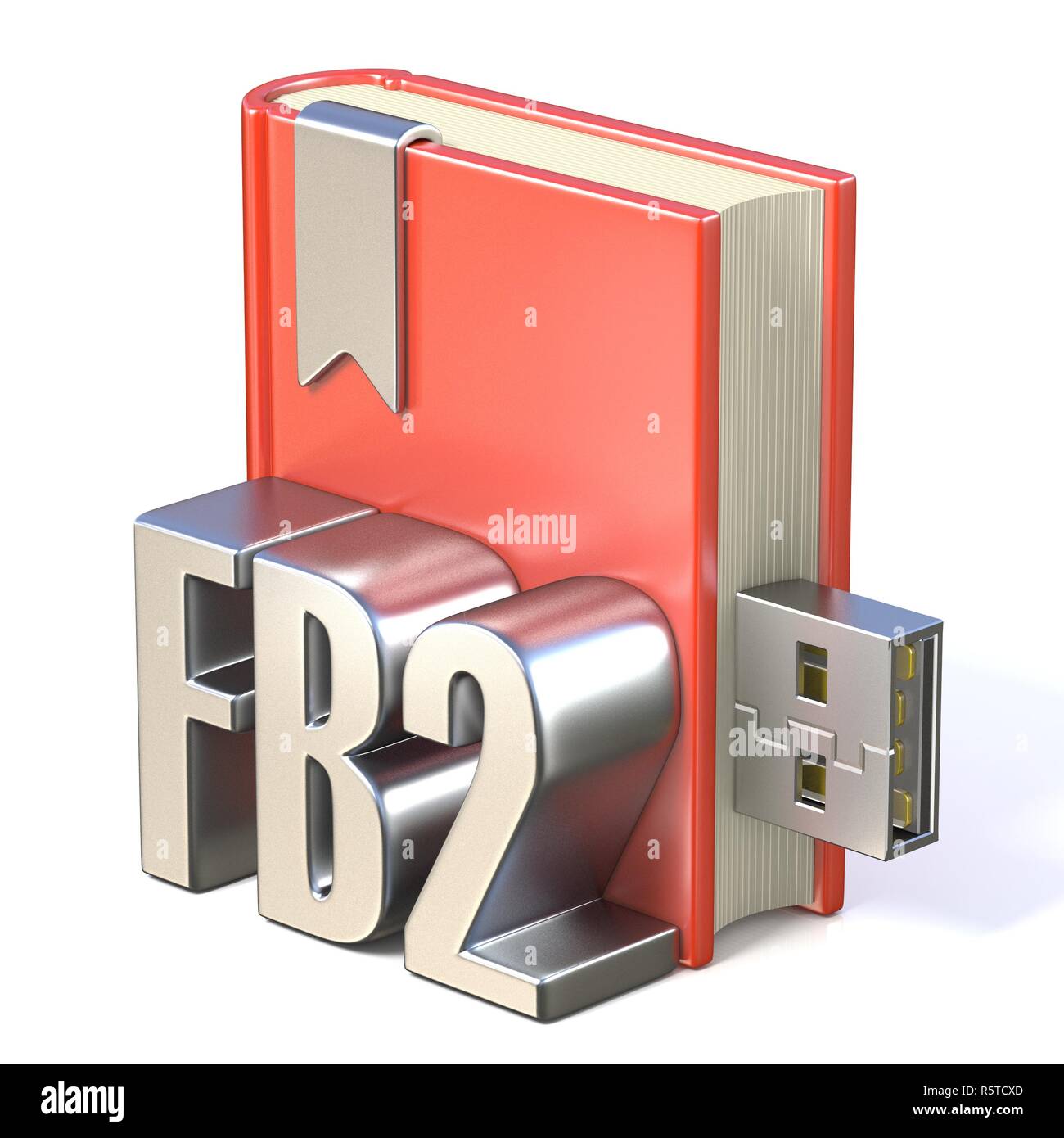 eBook icon metal FB2 red book USB 3D Stock Photo - Alamy