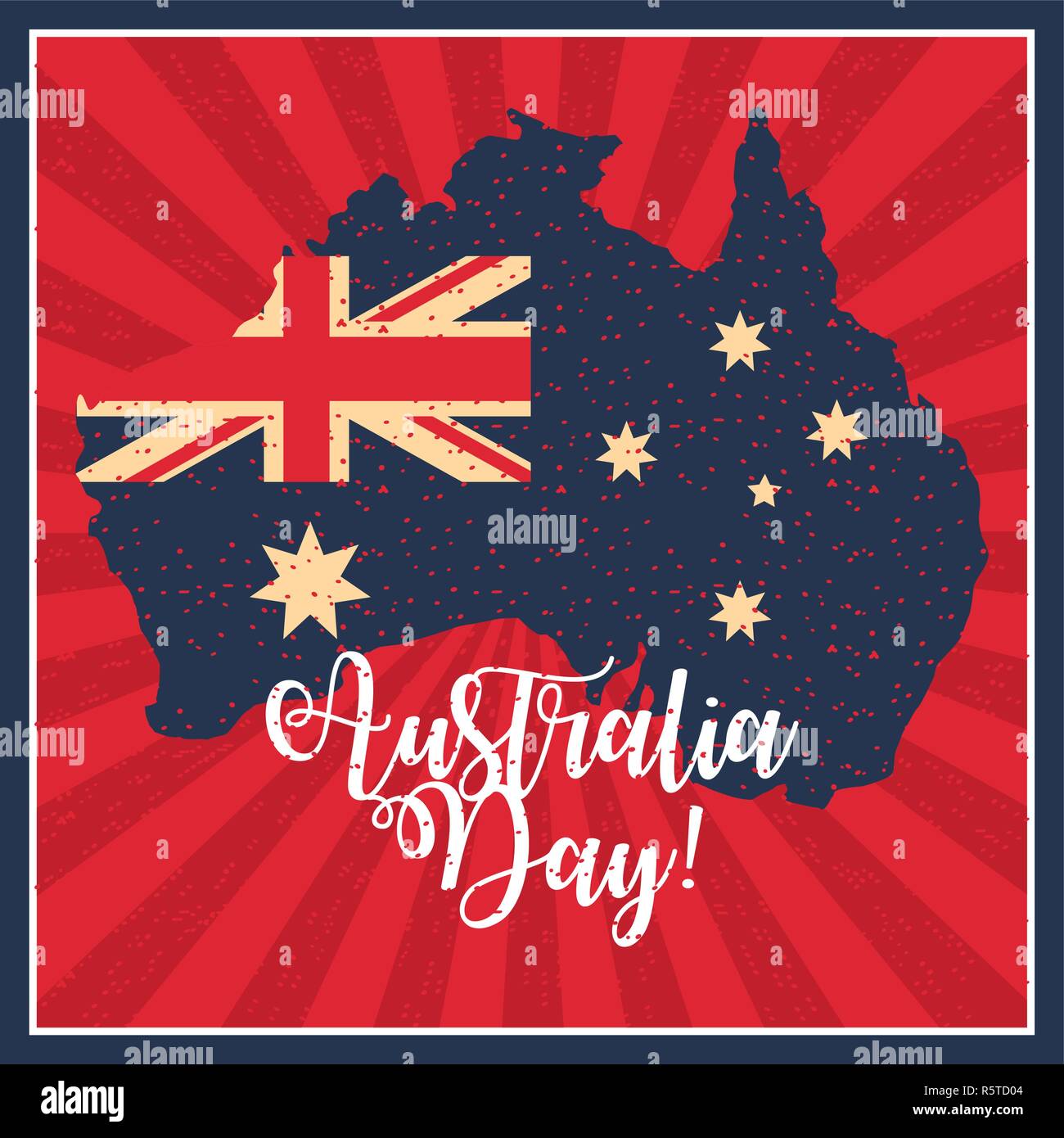 happy australia day frame map flag sign vector illustration Stock ...