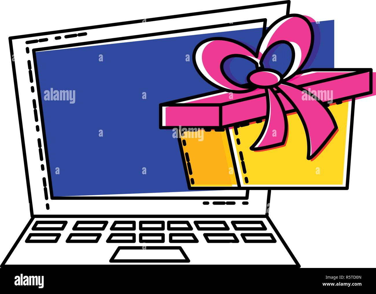 laptop computer with gift box vector illustration design Stock Vector ...
