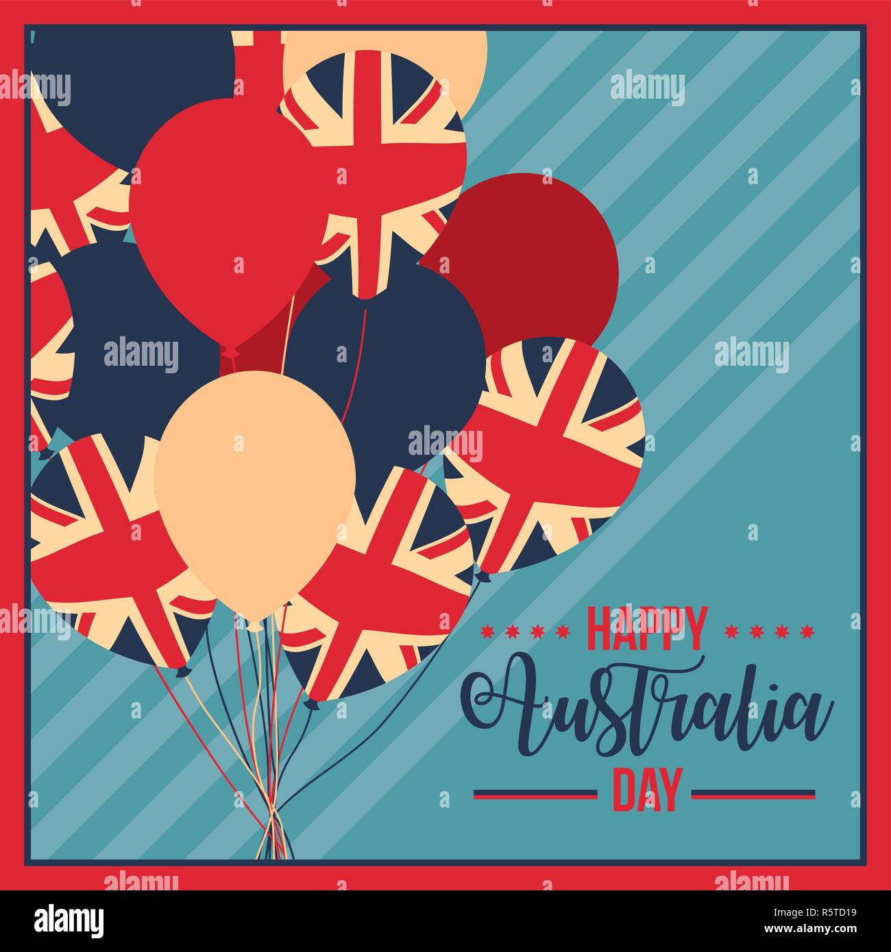 happy australia day frame balloons stripes background vector ...