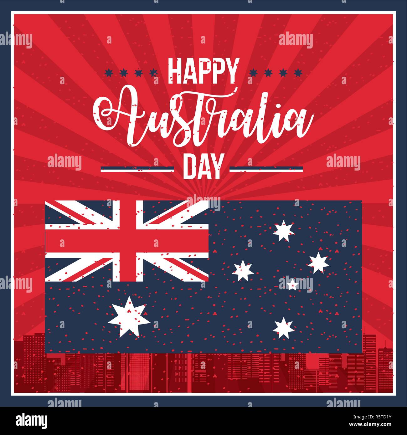 happy australia day frame sign flag celebration vector illustration ...