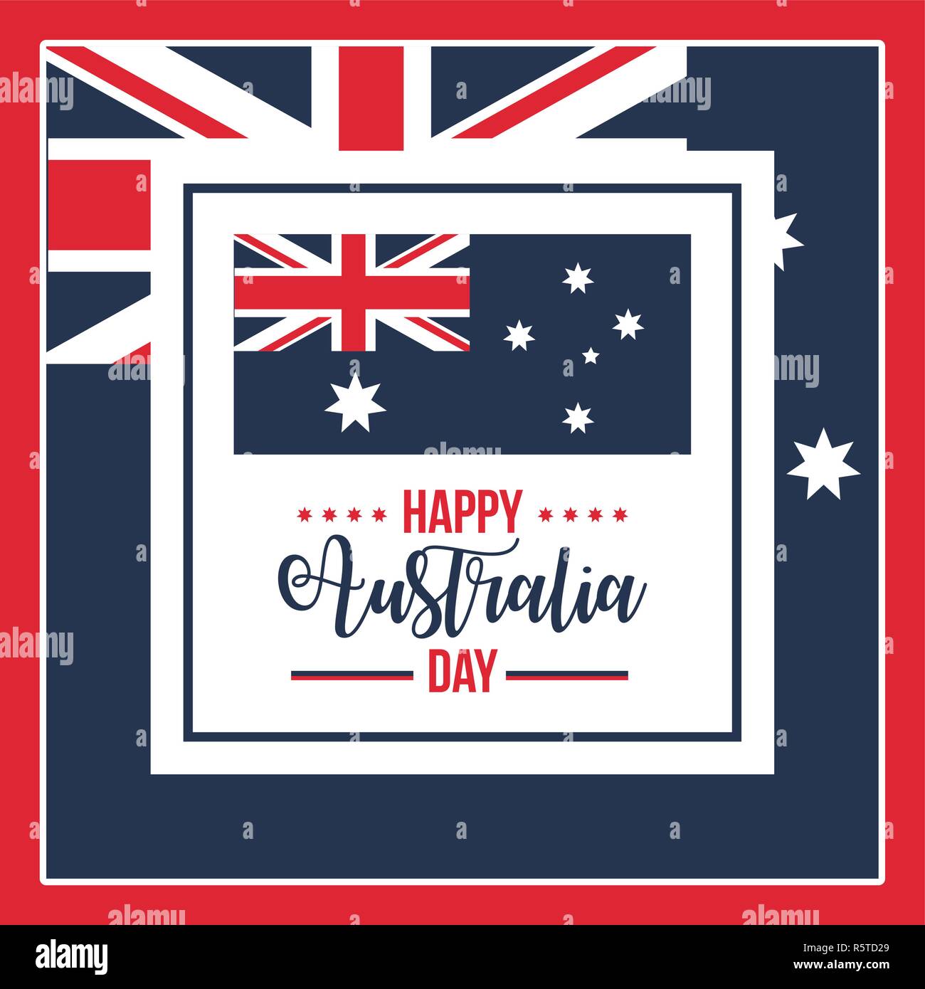 happy australia day frame card celebration vector illustration Stock ...