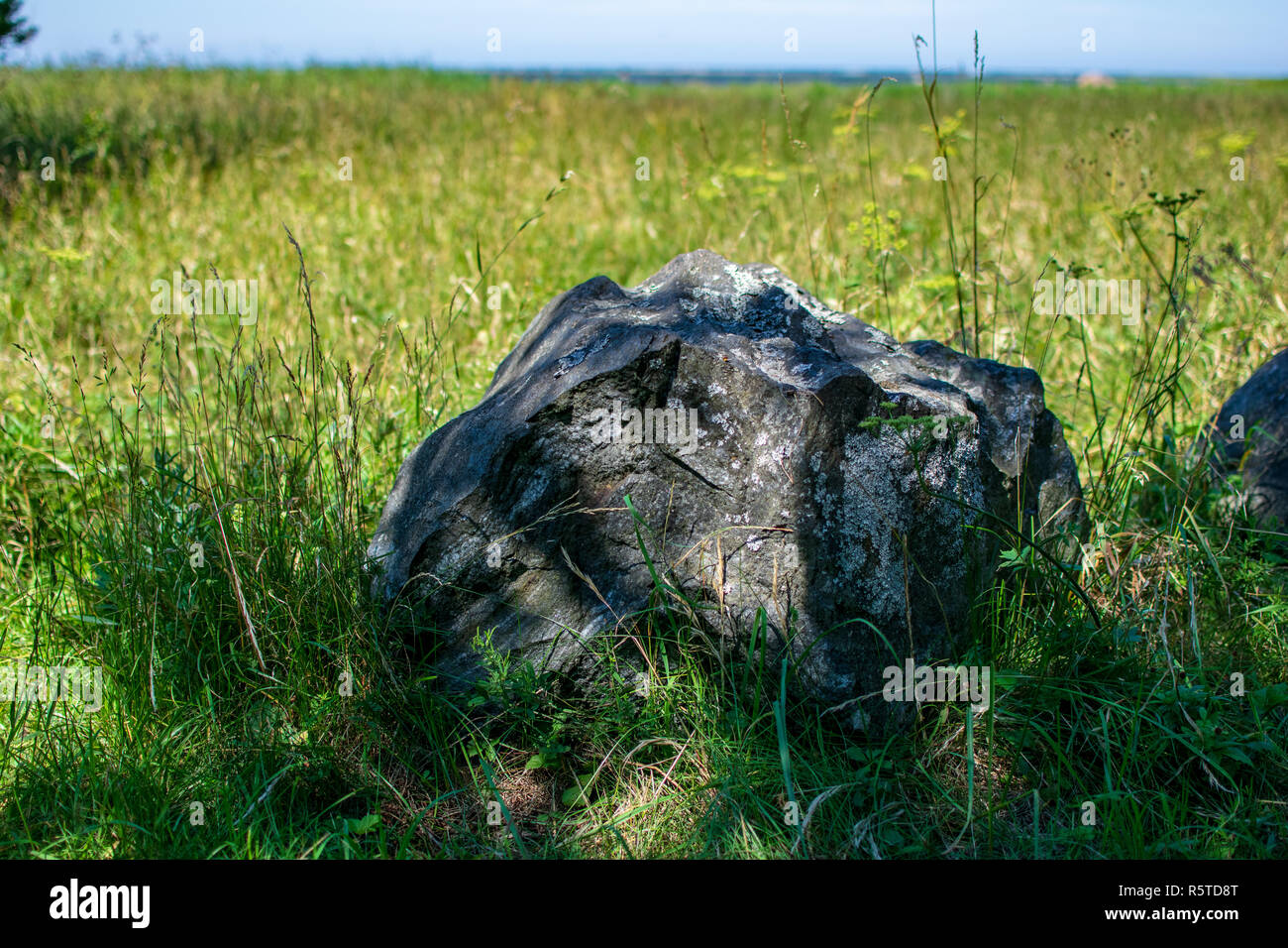 large granite rock single in nature environment isolated from other ...