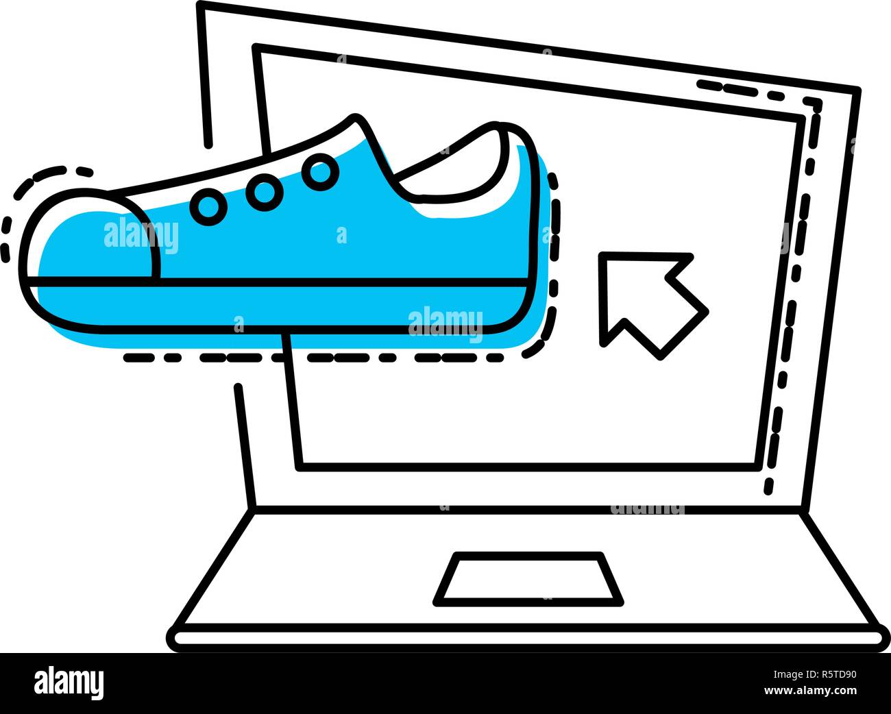 laptop computer with shoe male vector illustration design Stock Vector ...