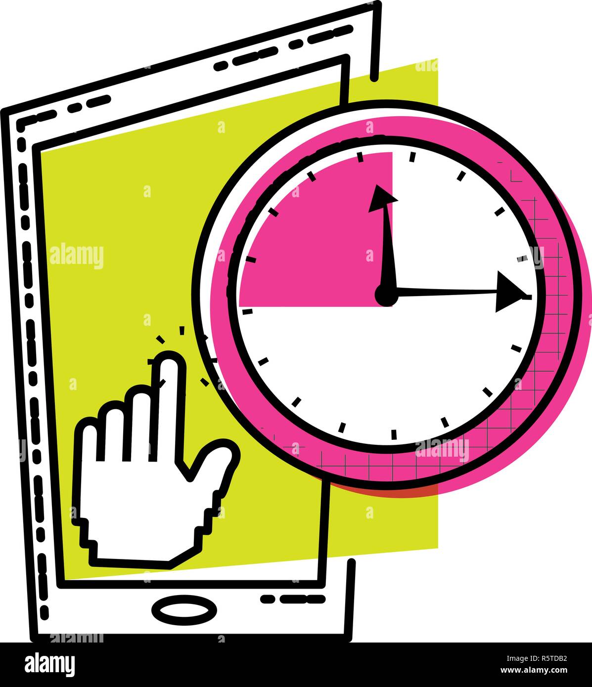smartphone device with clock time vector illustration design Stock ...