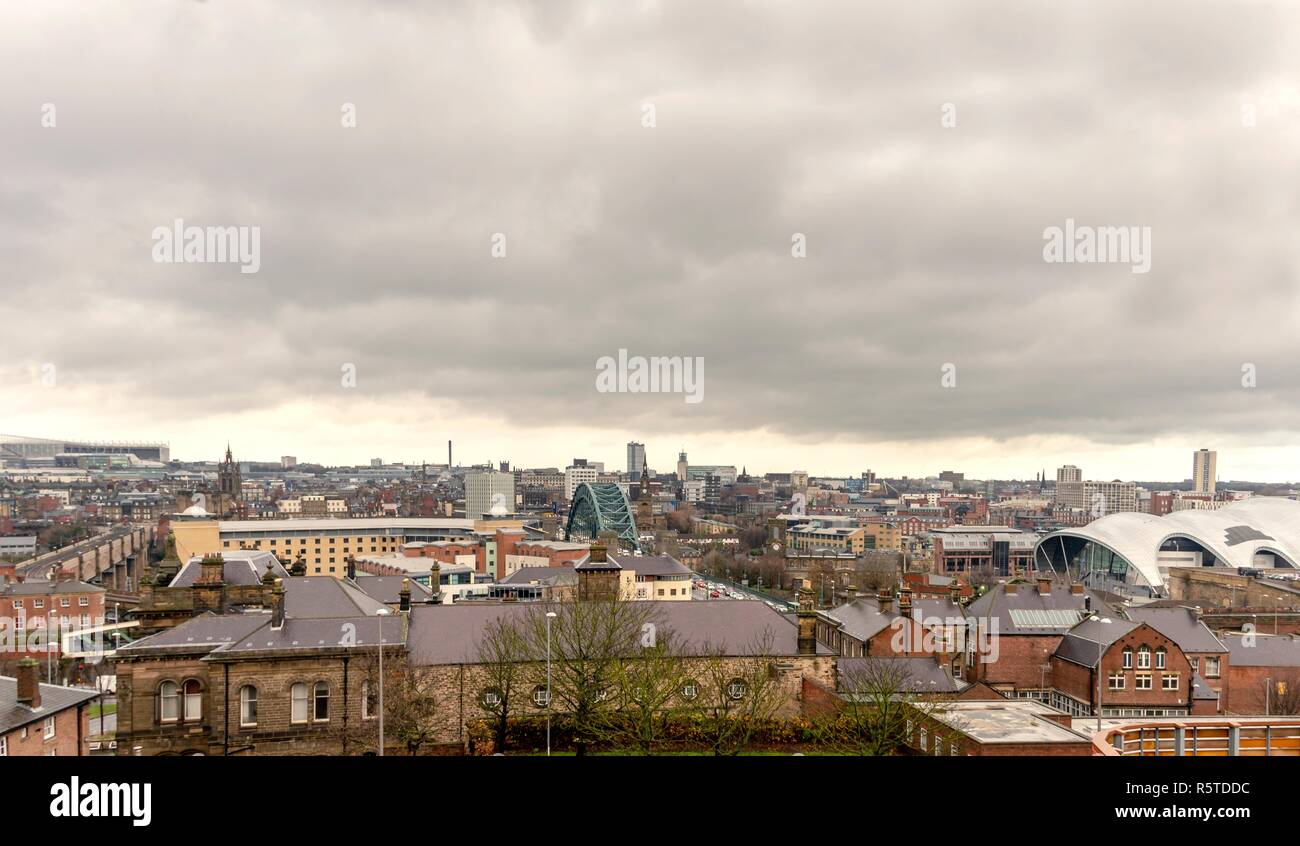 A view across the skyline of the city of Newcastle-upon-Tyne from ...
