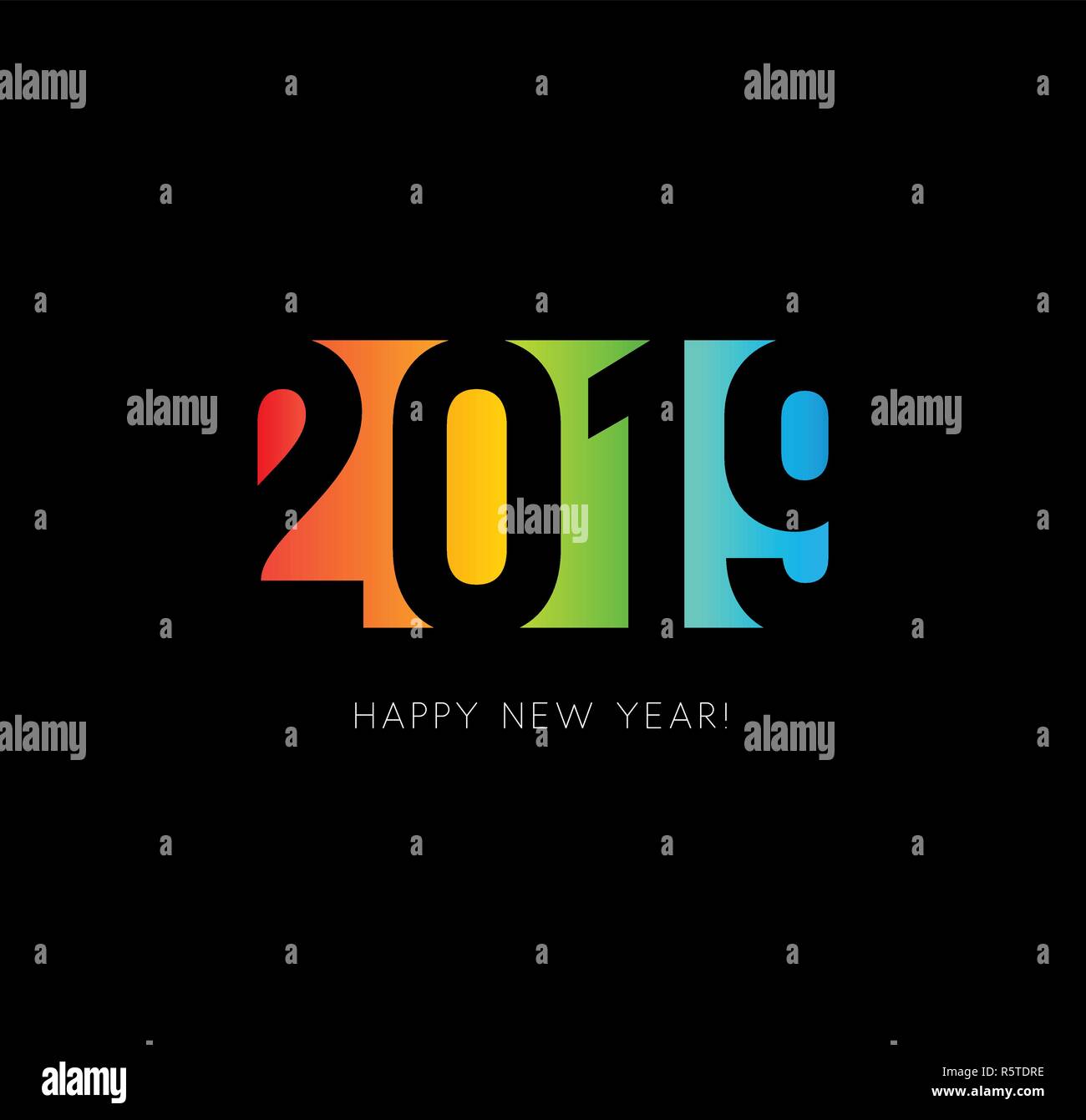 Happy new 2019 year sign. Colorful negative space vector logo Stock ...