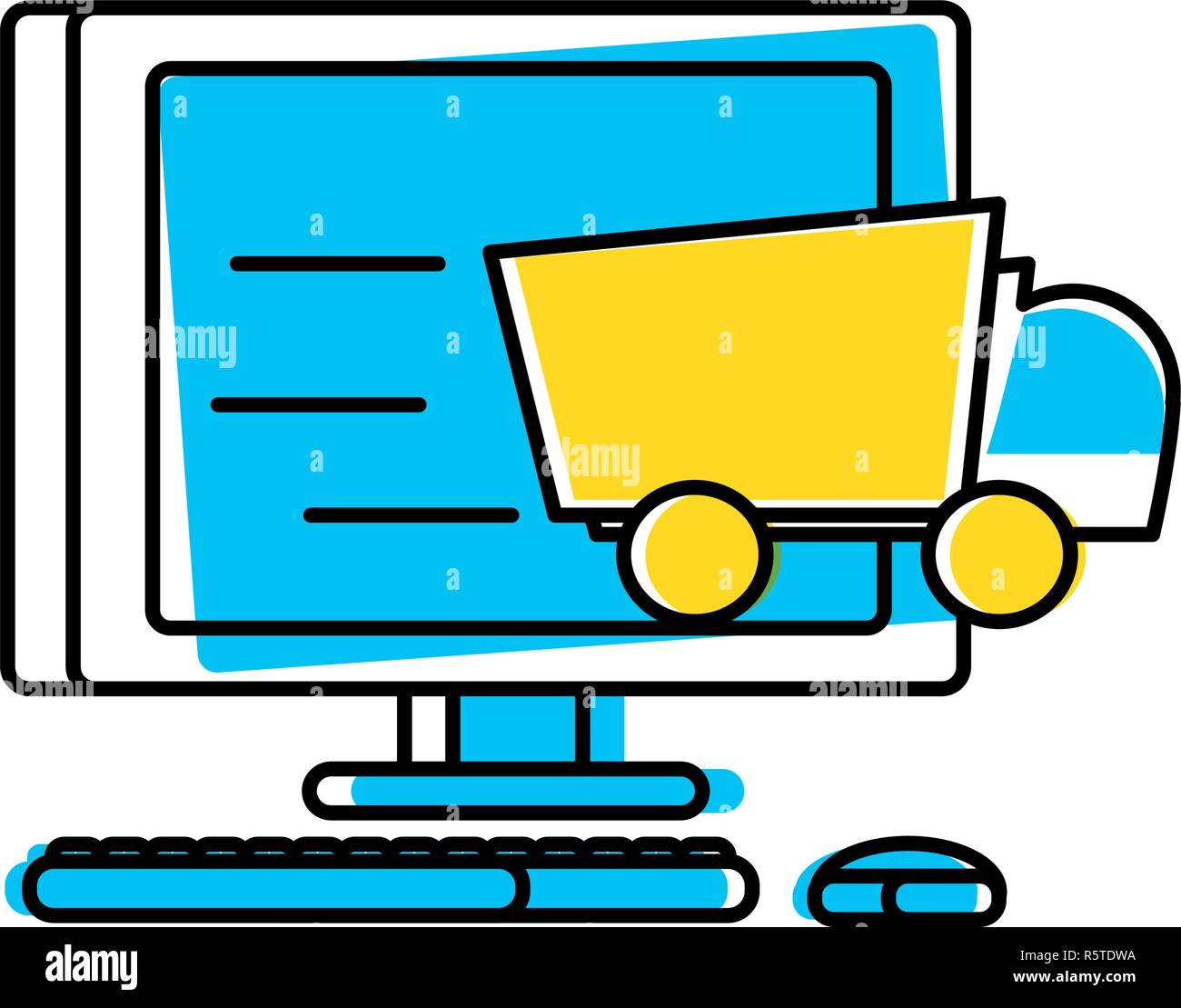 desktop computer with truck vehicle vector illustration design Stock ...