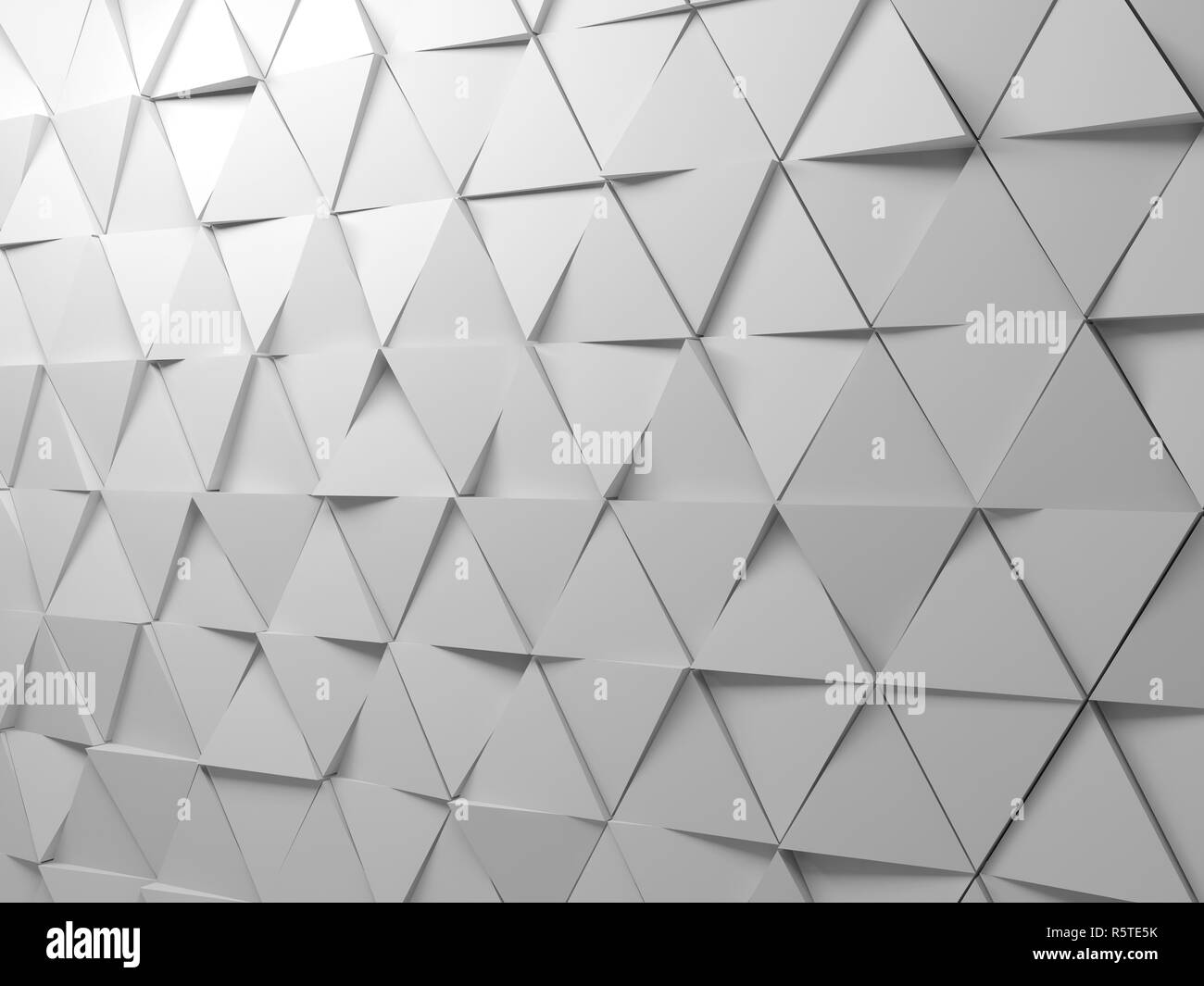 Abstract white background pattern with extruded triangles on wall, 3d render illustration Stock ...