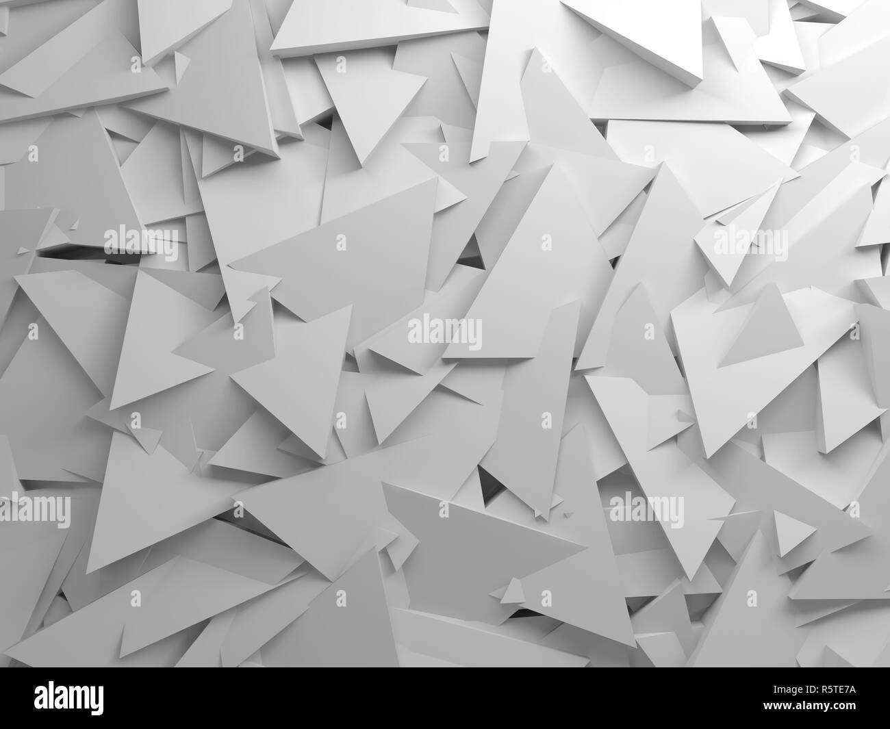Abstract white background with chaotic triangles pattern on wall, 3d render illustration Stock ...