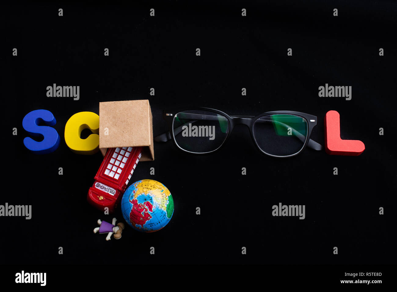 Education concept by School lettering with colorful wooden letters ...