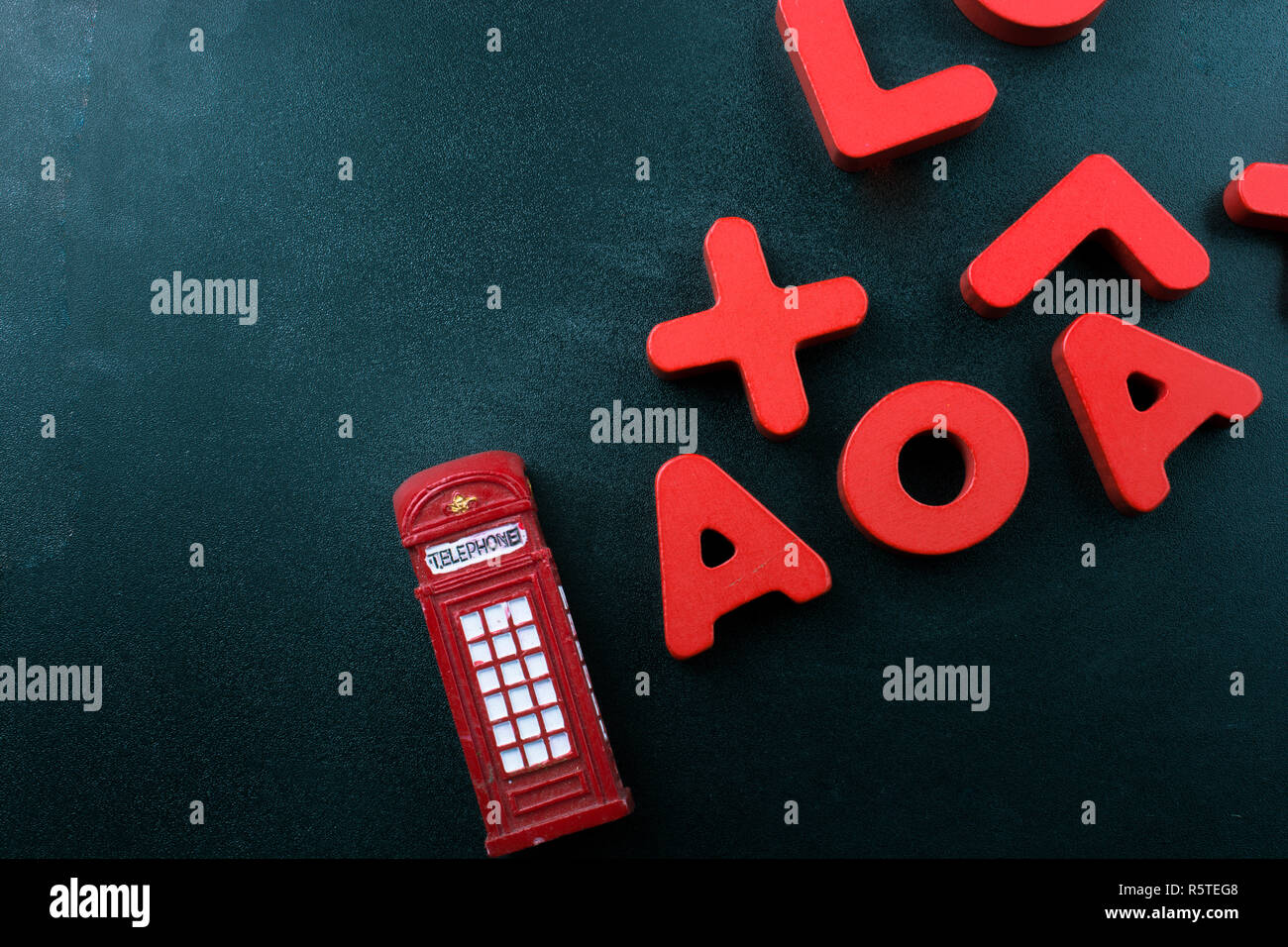 Telephone booth and colorful letters of Alphabet made of wood Stock ...