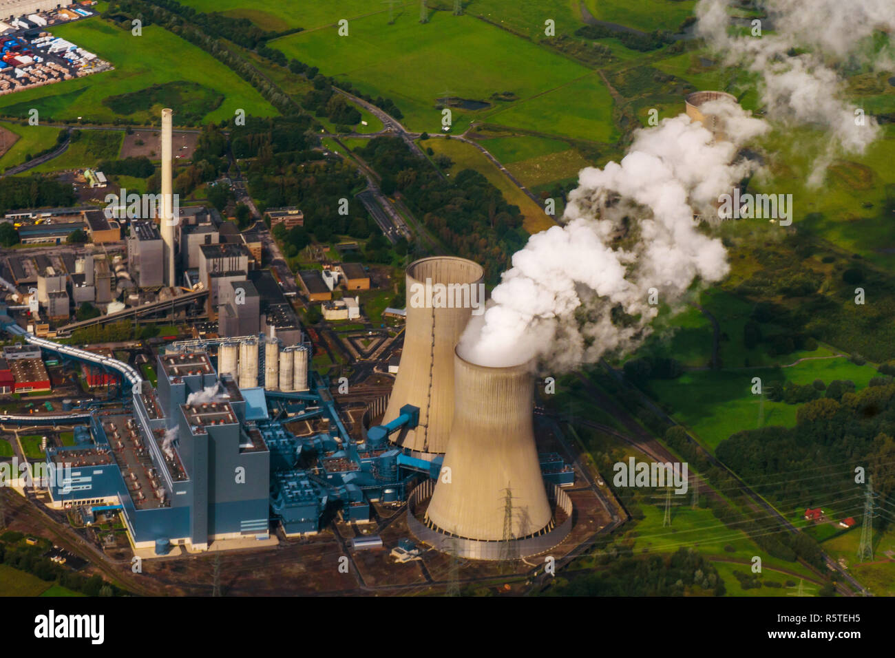 Aerial view of power station Stock Photo - Alamy