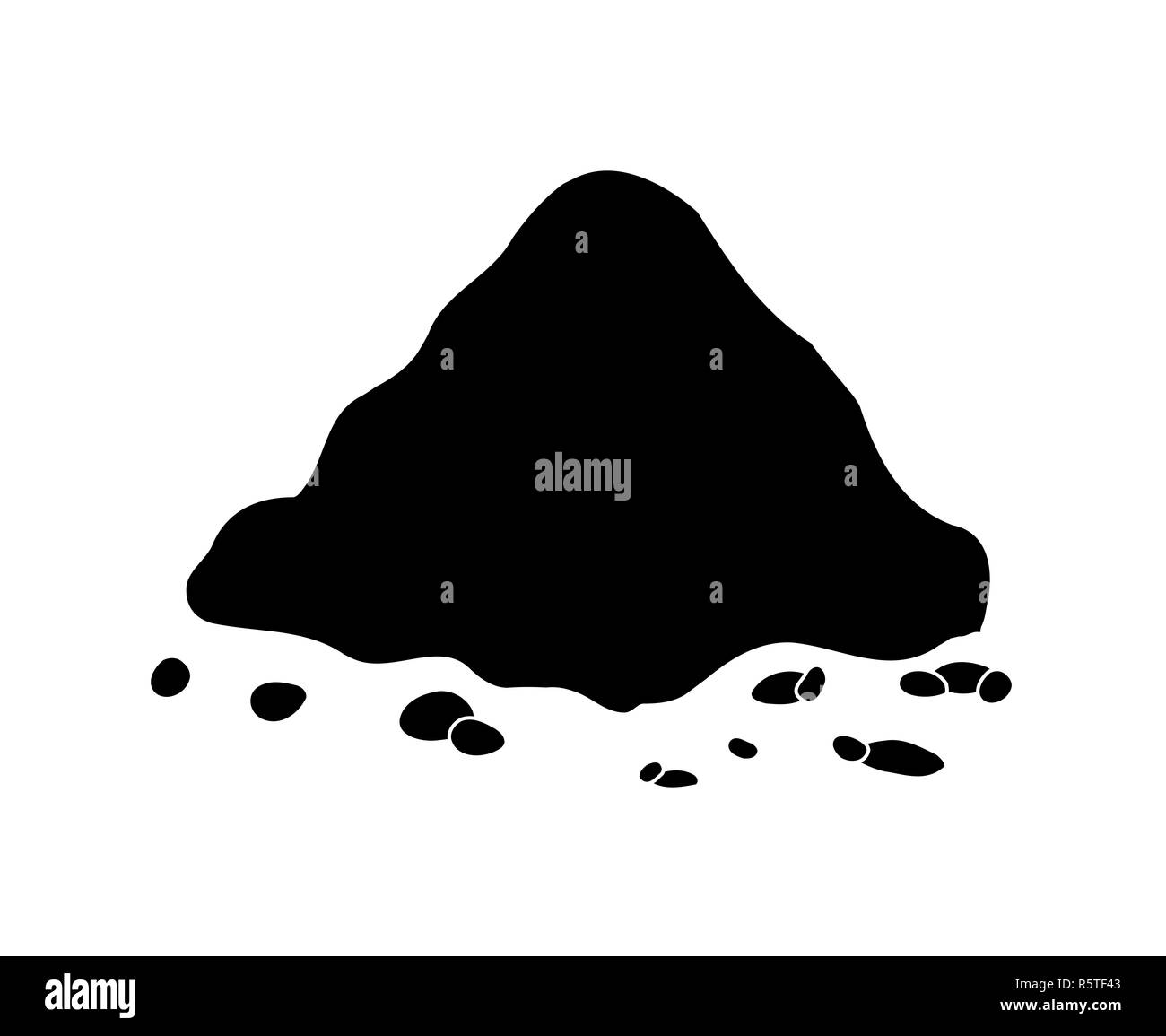 Pile of ground, heap of soil - vector silhouette illustration isolated ...
