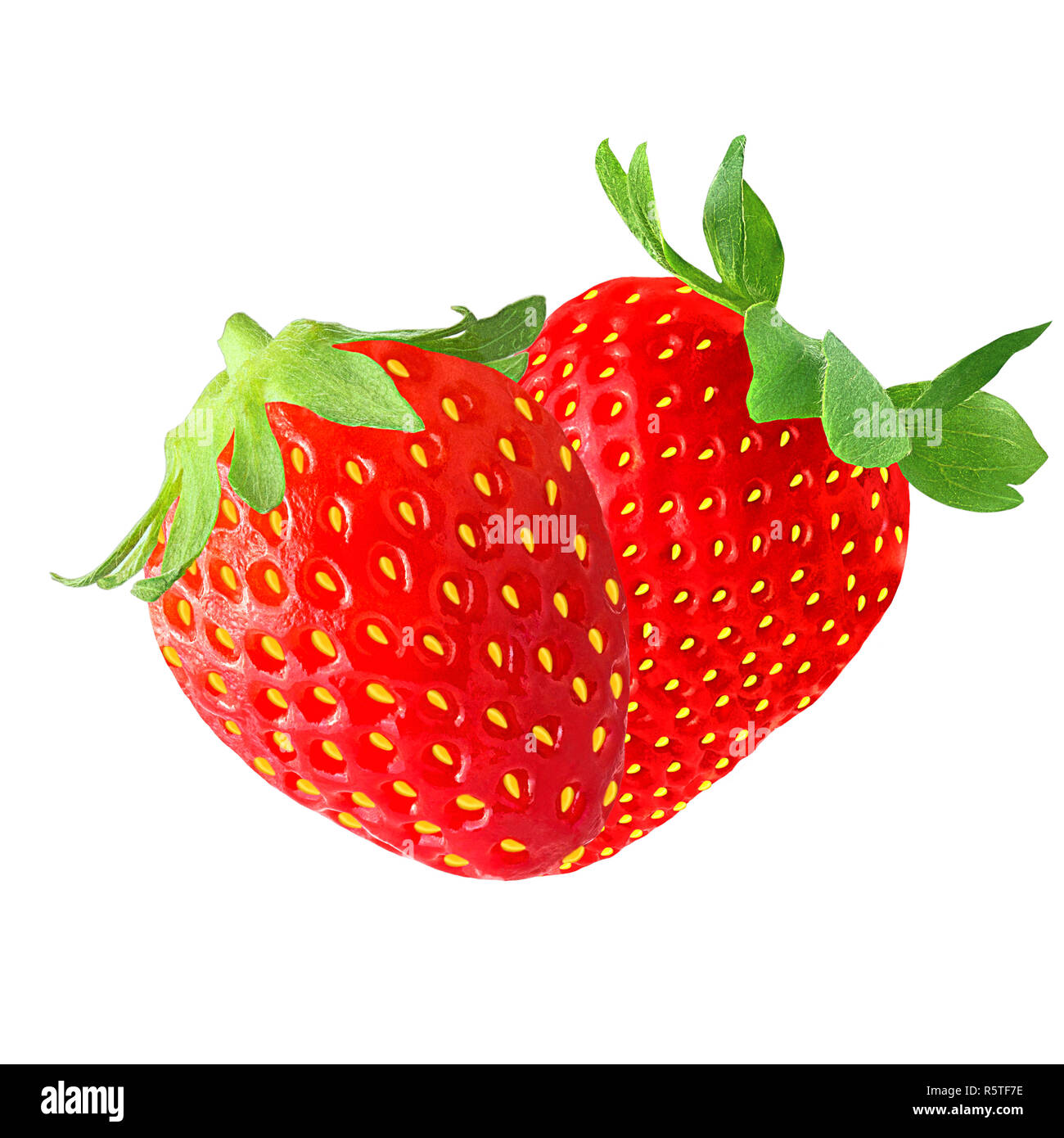 Two strawberry isolated on white background Stock Photo - Alamy