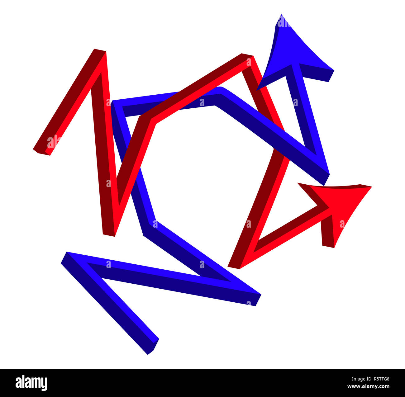 intersecting directional arrows. crossed 3d icon business concept ...