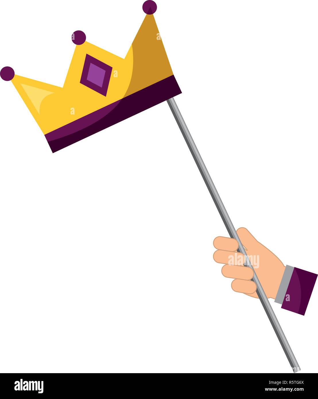 hand with monarchical crown in stick vector illustration design Stock ...