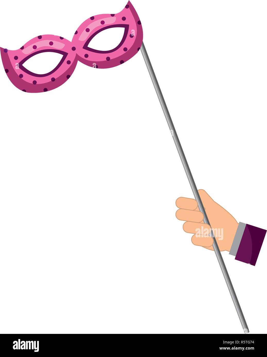 hand with mask carnival celebration in stick vector illustration design ...