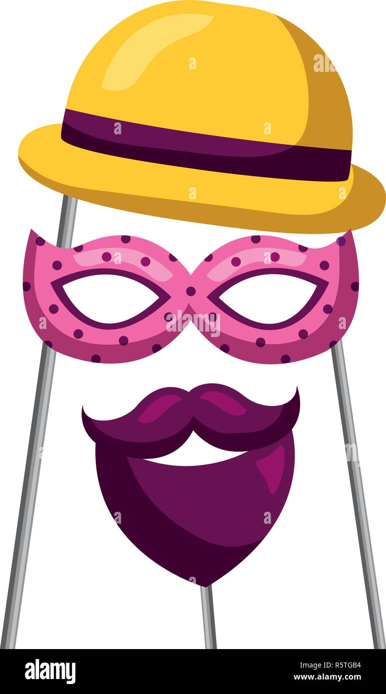 accessories of carnival celebration in stick vector illustration design ...