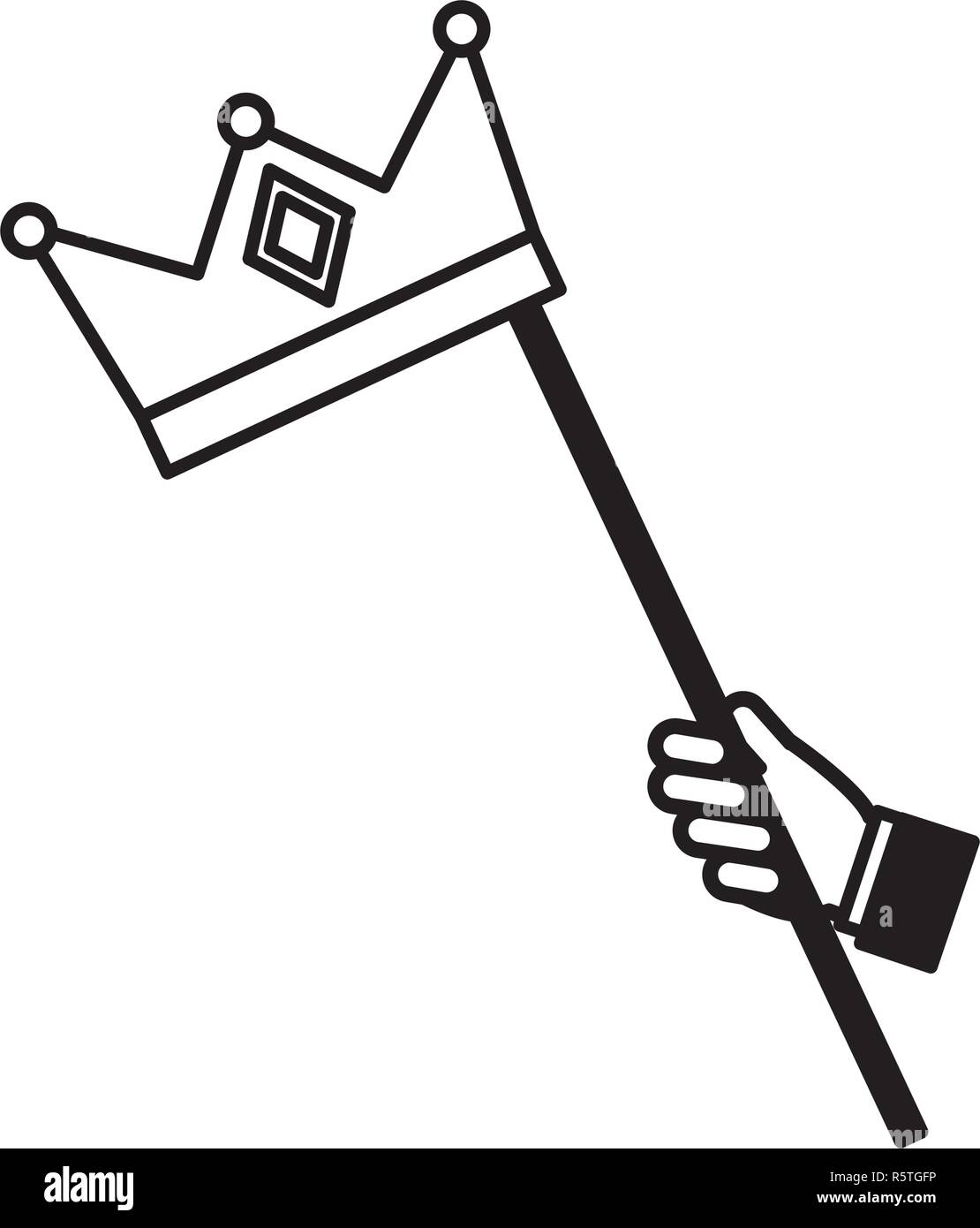 hand with monarchical crown in stick vector illustration design Stock ...