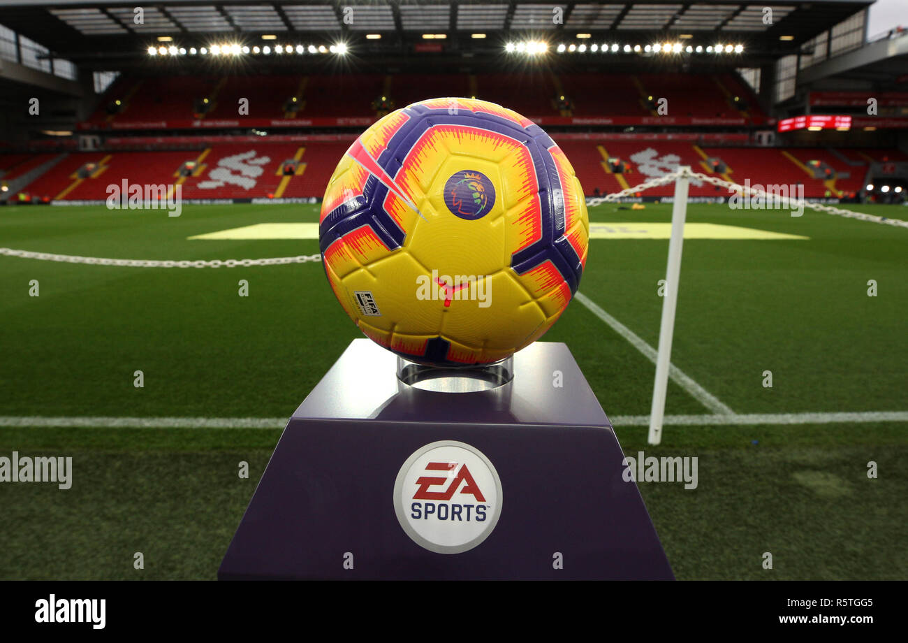 A general view of the match ball on a plinth prior to the Premier ...