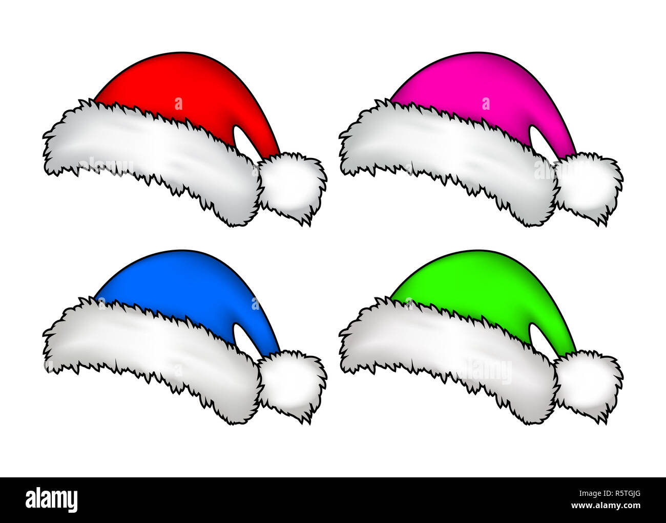 Santa hat, Christmas cap icon set, symbol, design. Winter vector ...