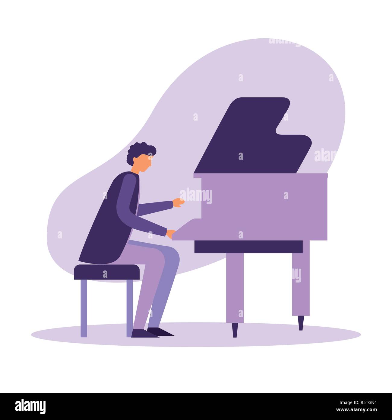 man playing classical piano instrument vector illustration Stock Vector ...