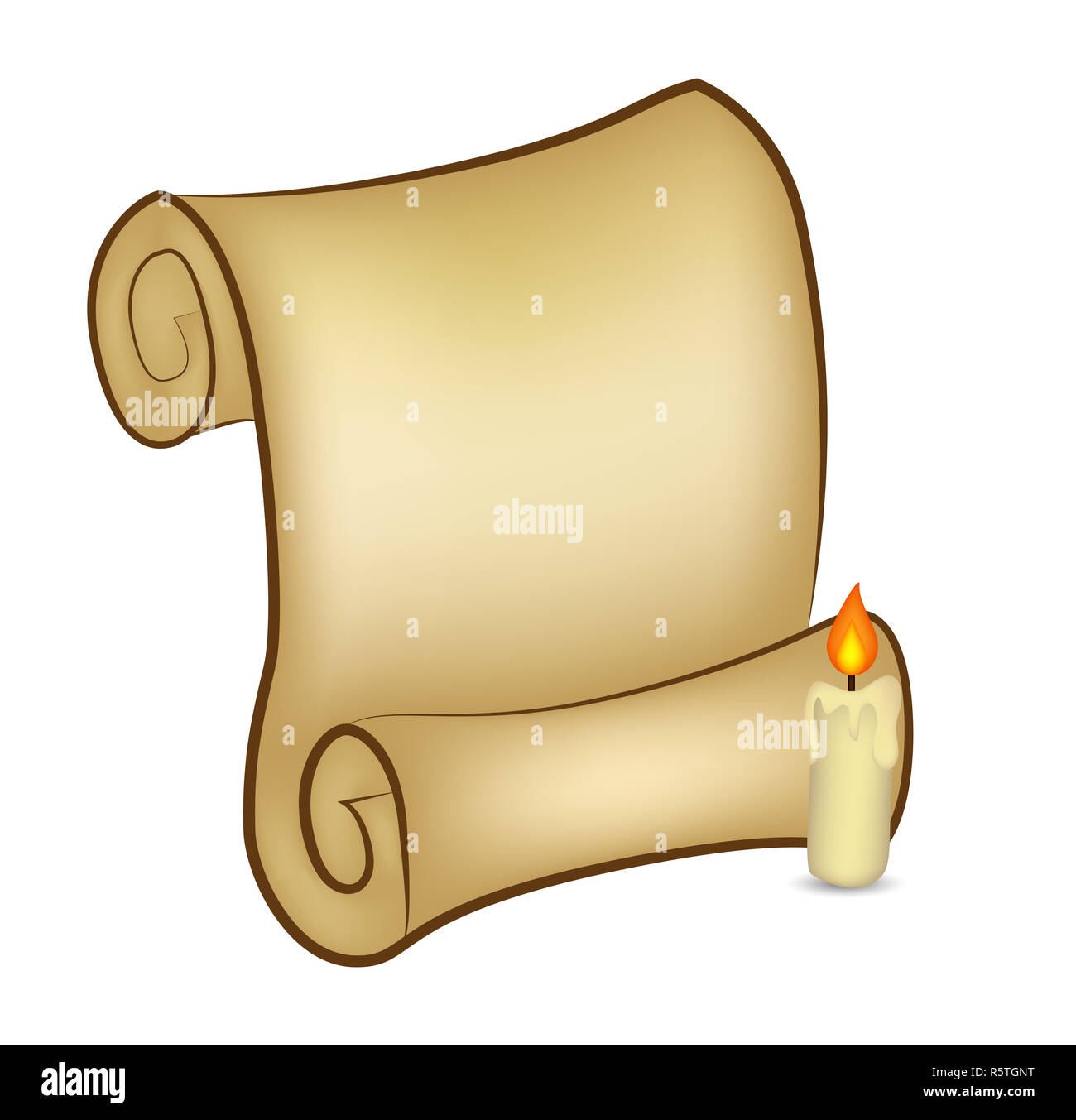 Christmas paper scroll card with candle. vector illustration isolated ...