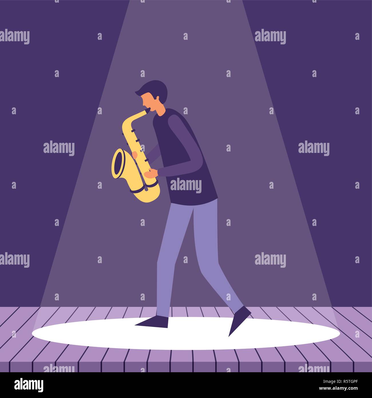 music instrument man playing saxophone presentation vector illustration ...