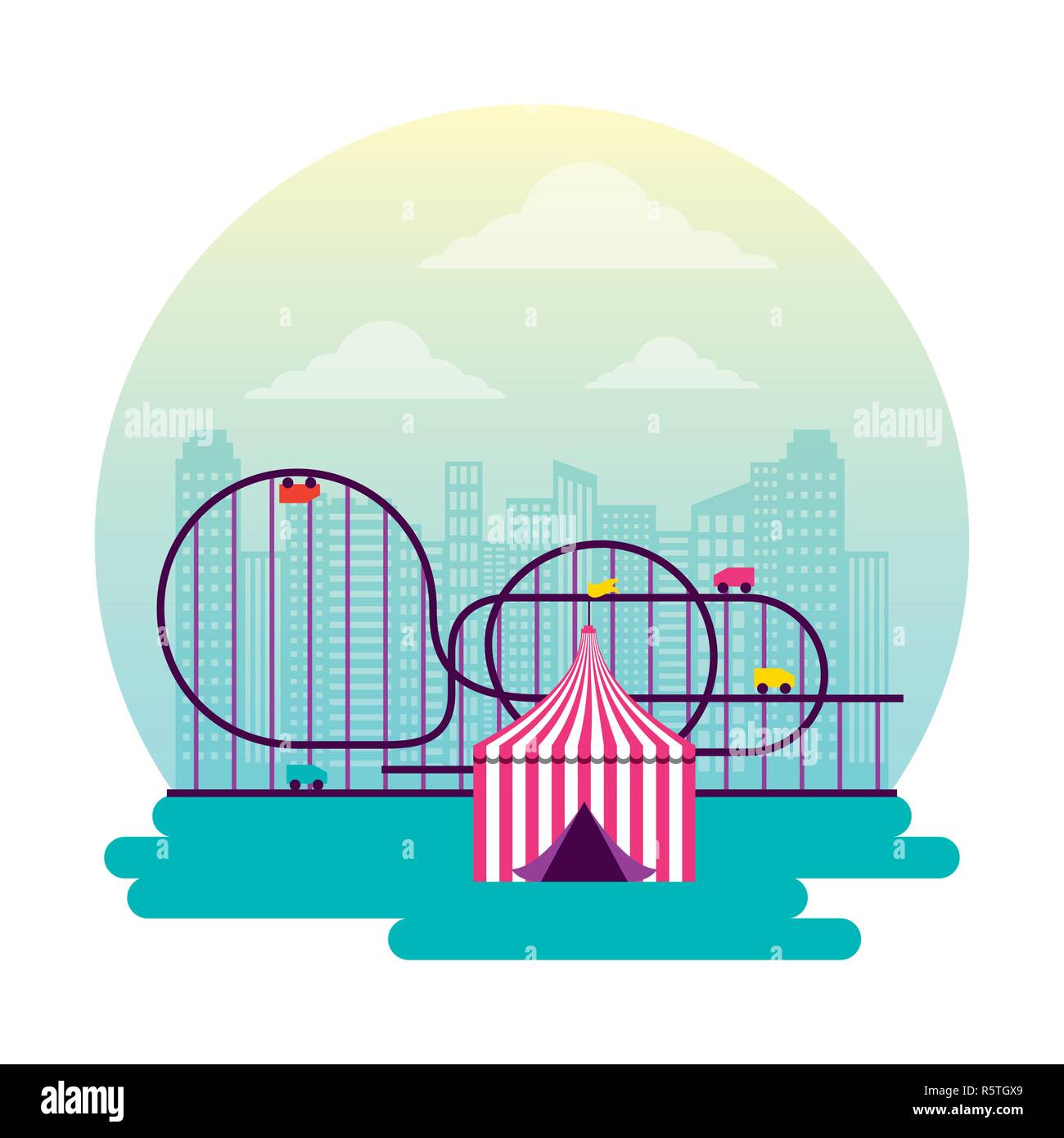 circus and fair roller coaster tent park vector illustration Stock ...