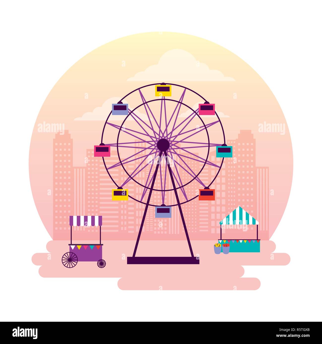 circus and fair ferris wheel booths vector illustration Stock Vector ...