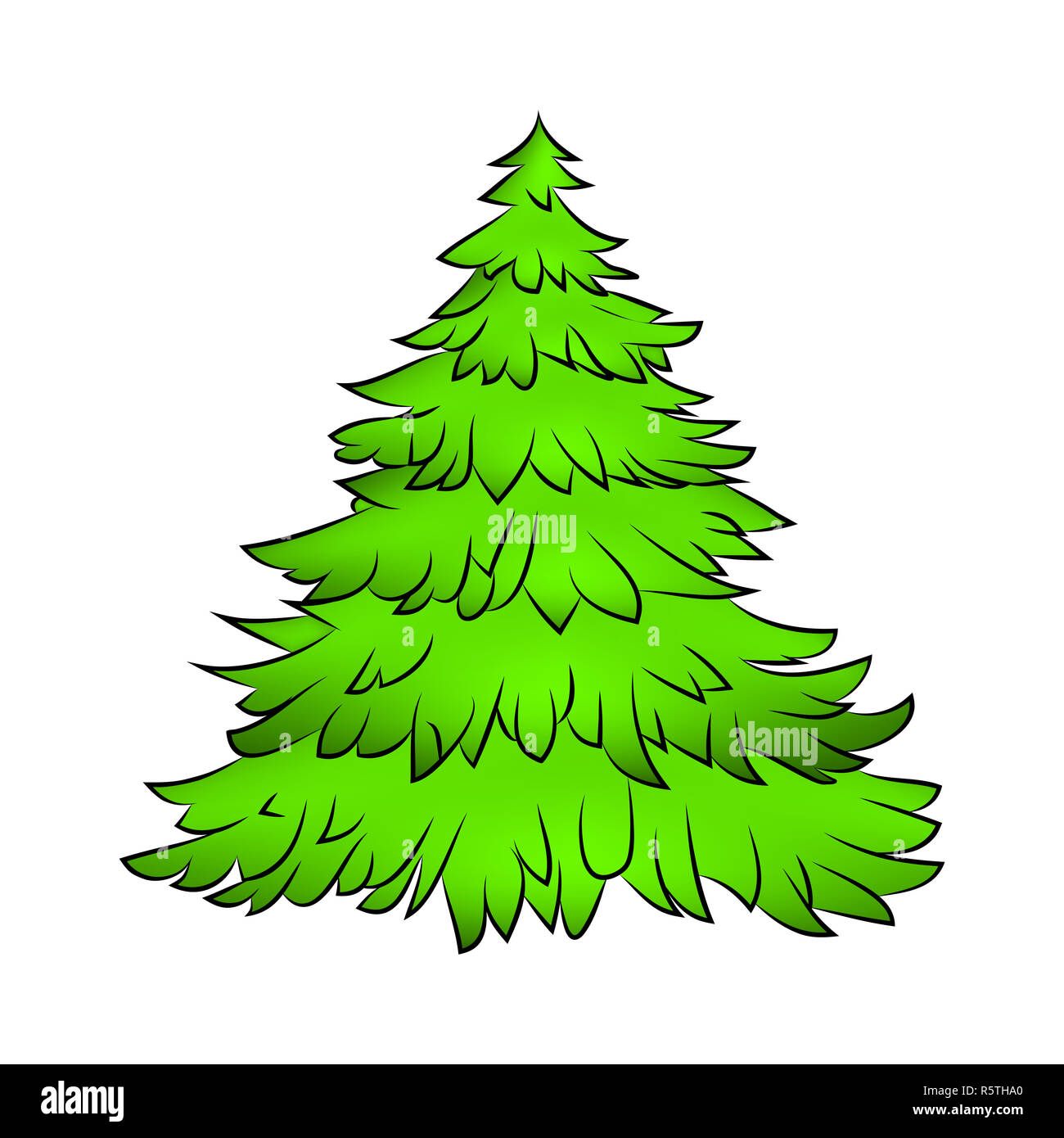 Christmas tree, cartoon design for card, icon, symbol. Winter vector ...