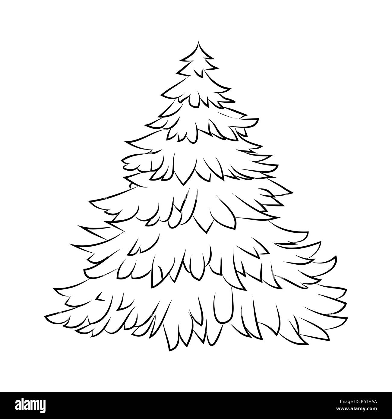 Cartoon Christmas Tree Outline