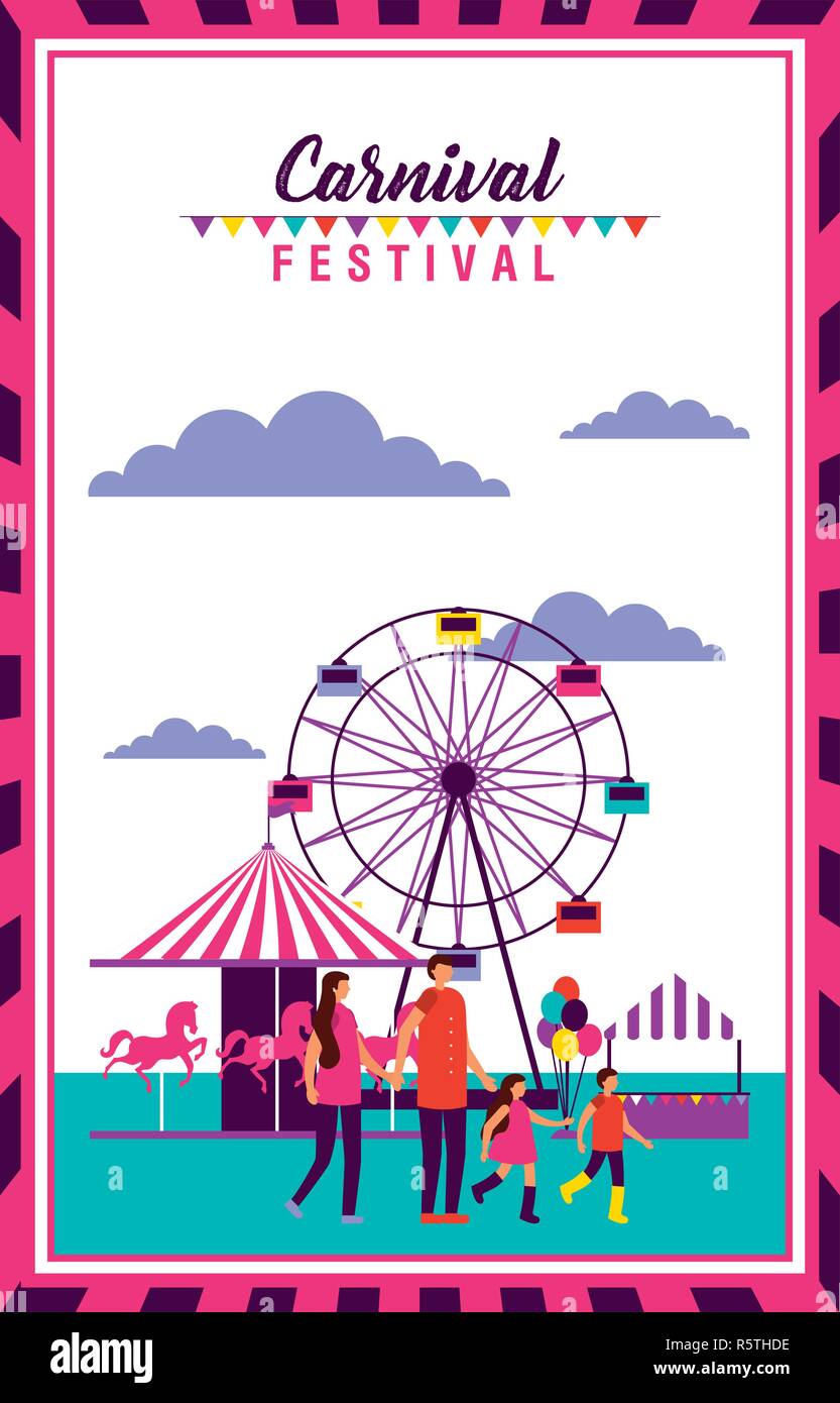 carnival festival frame people enjoy vector illustration Stock Vector ...