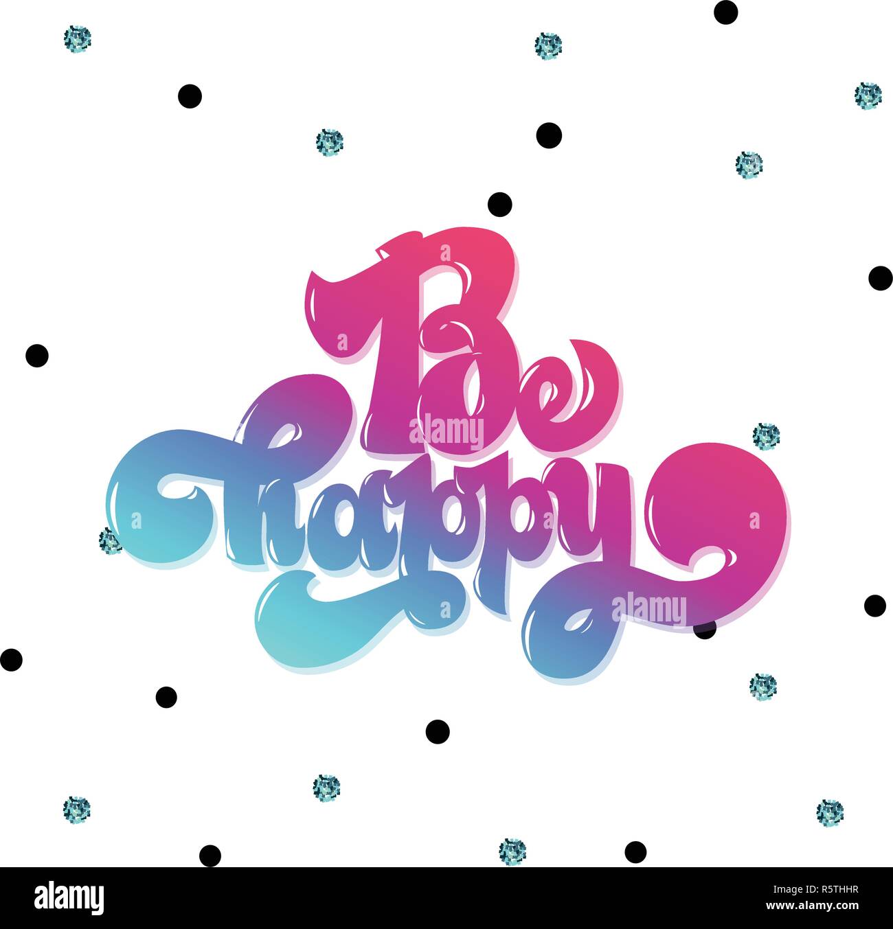 Be happy greating card hand lettering text, brush ink calligraphy ...