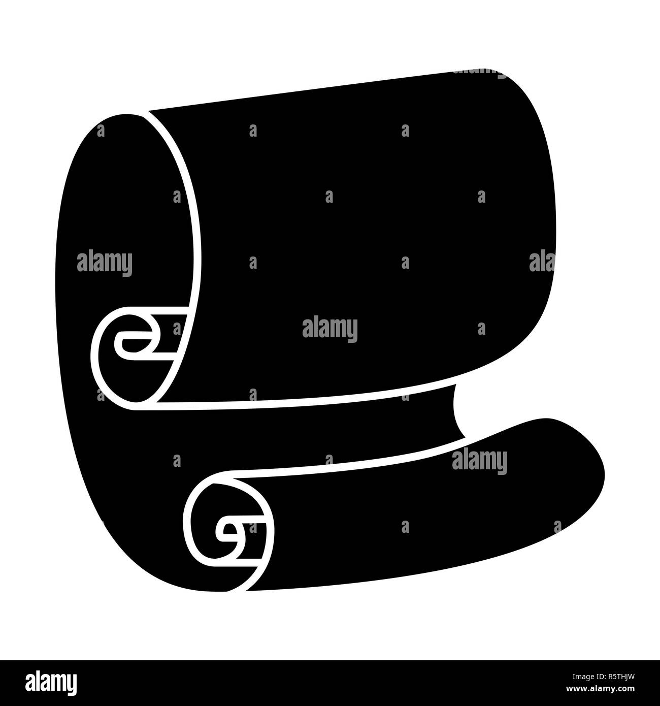 Paper scroll silhouette vector isolated on white background. Empty ...