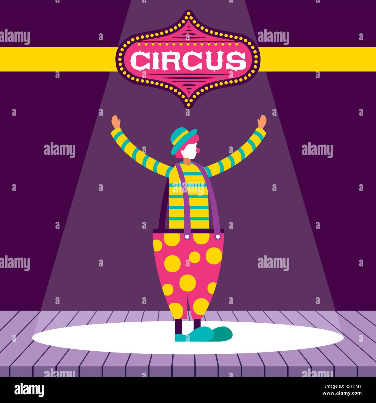 circus fun clown presentation stage vector illustration Stock Vector ...