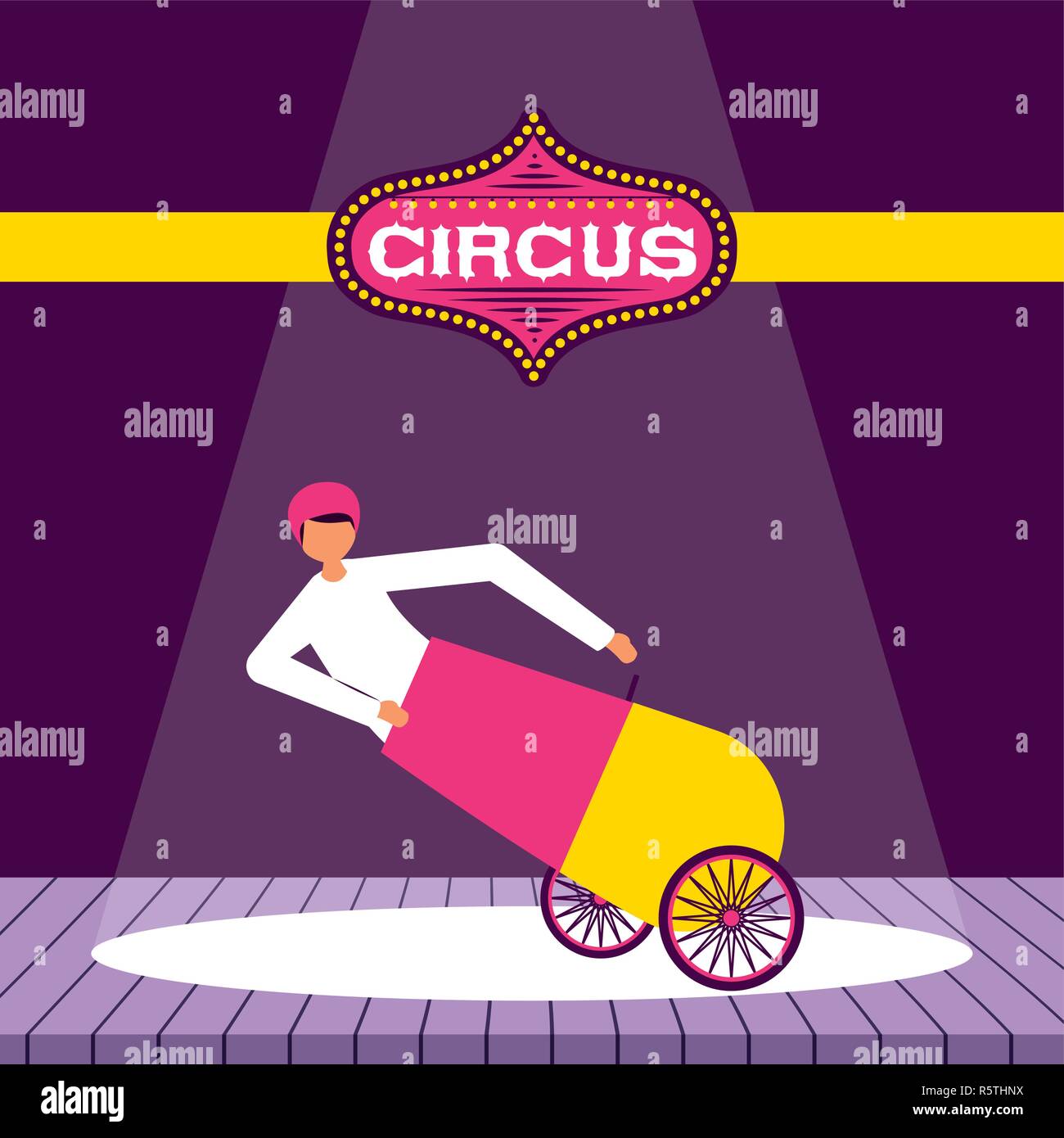 circus fun cannonball man presentation stage vector illustration Stock ...