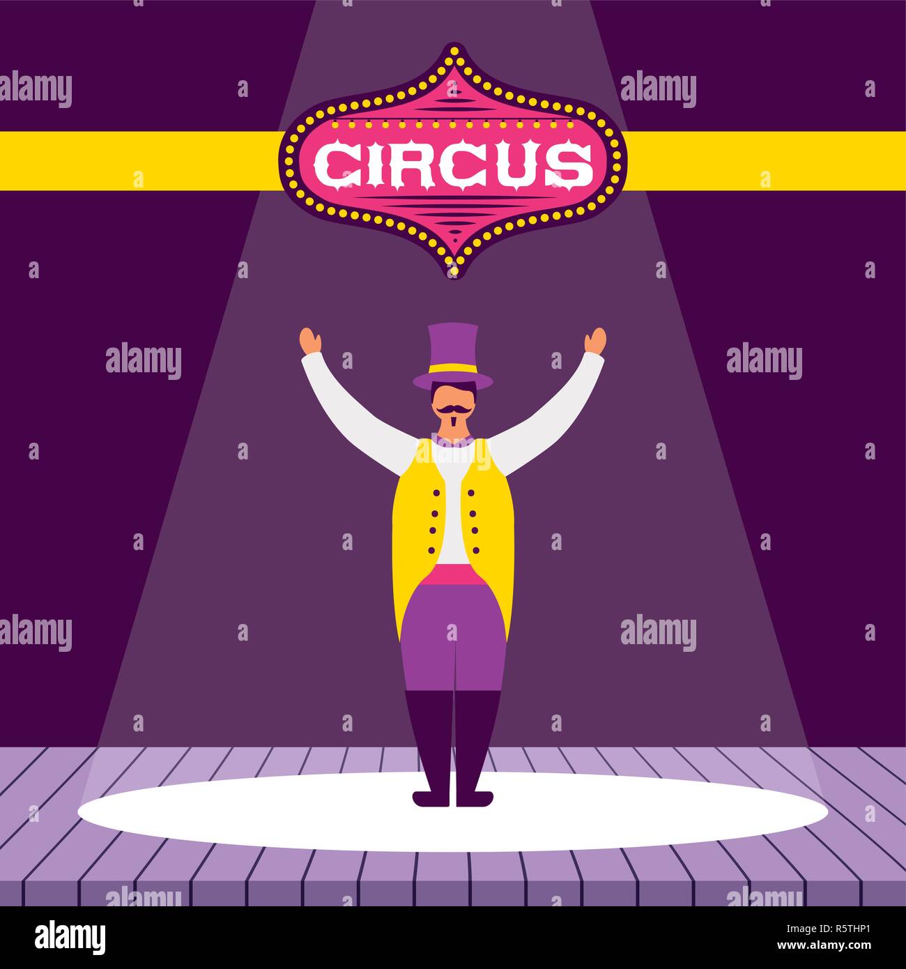 circus fun host character wearig hat presentation vector illustration ...
