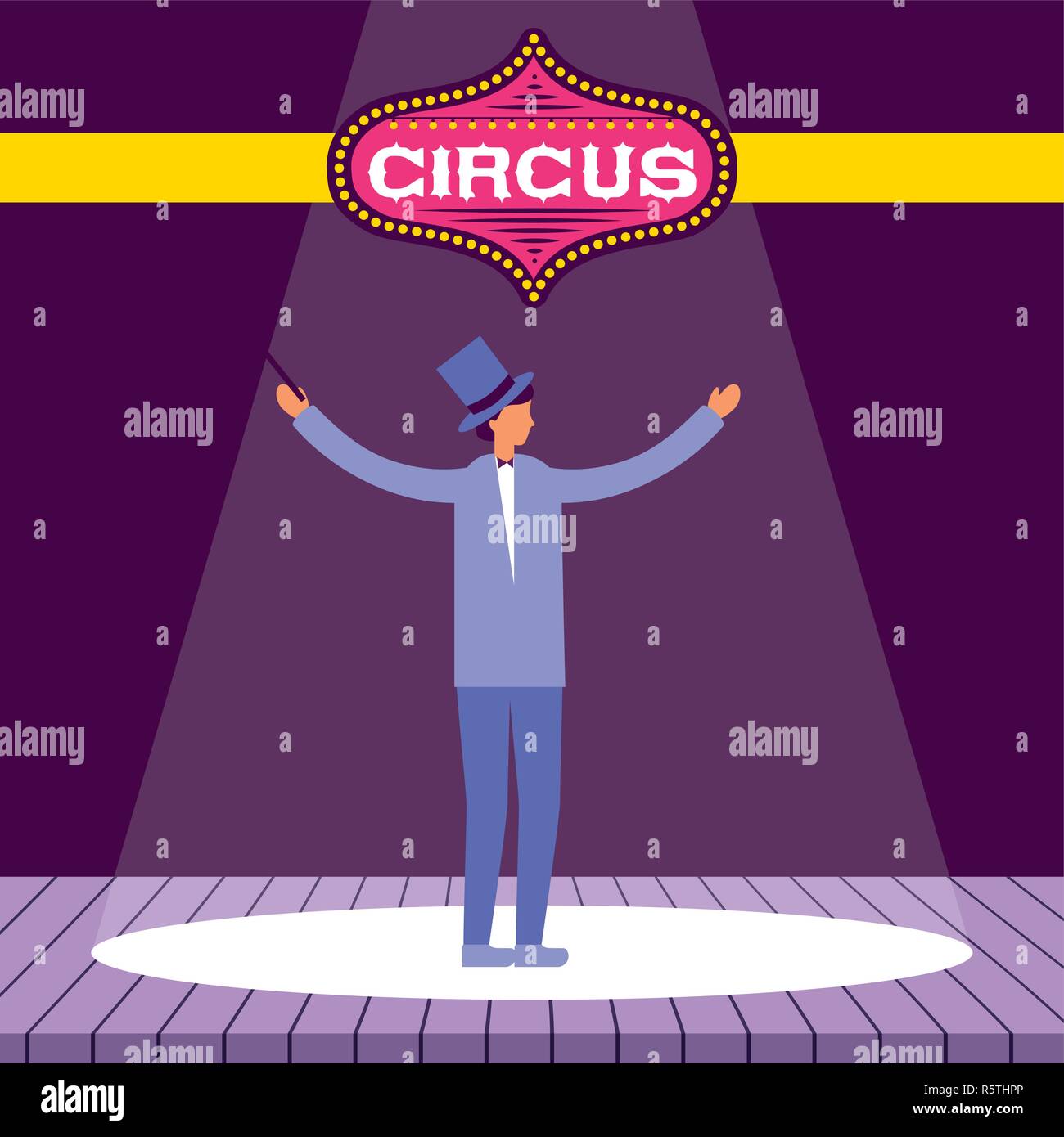 circus fun magician man performer stage show time vector illustration ...