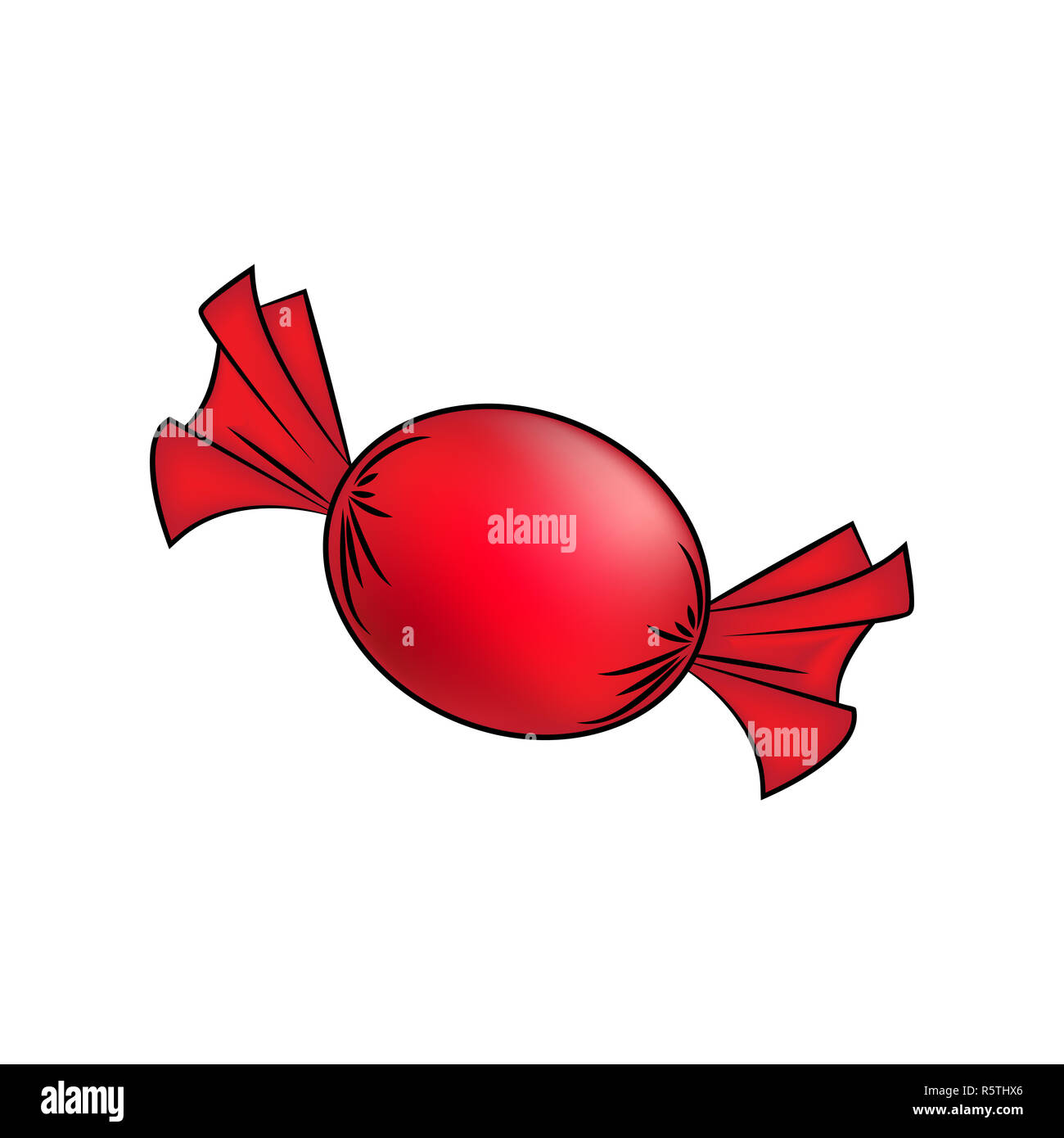 Christmas wrapped candy. Red packaged sweet, goody in a piece of paper ...