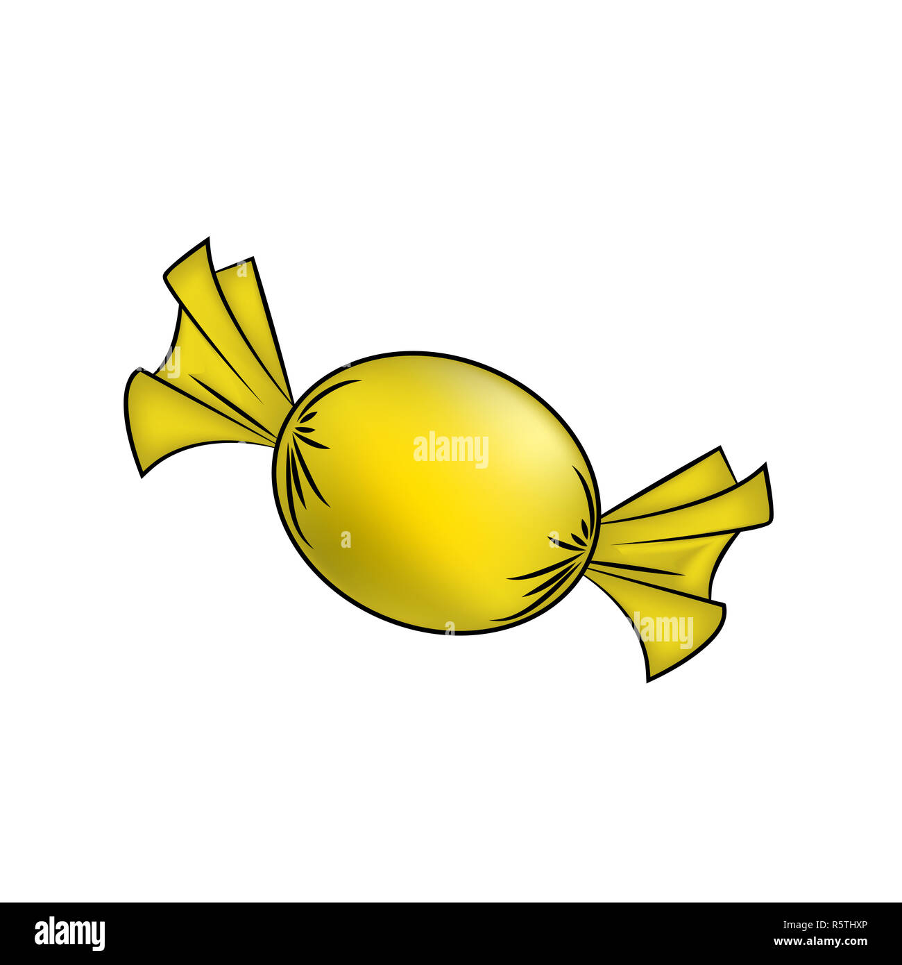 Christmas wrapped candy. Yellow packaged sweet, goody in a piece of ...