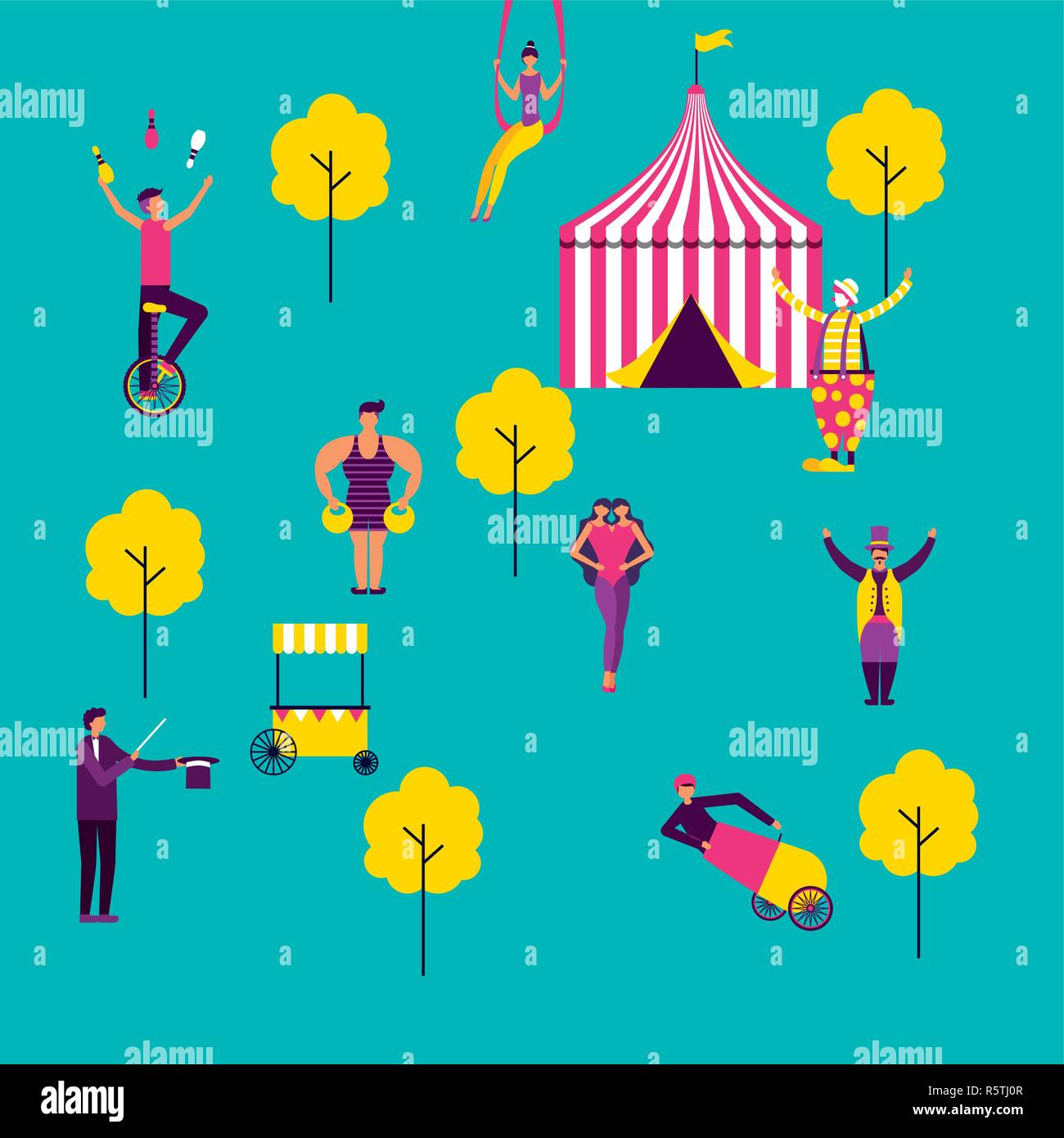 circus tent park acrobatics acrobats vector illustration Stock Vector ...