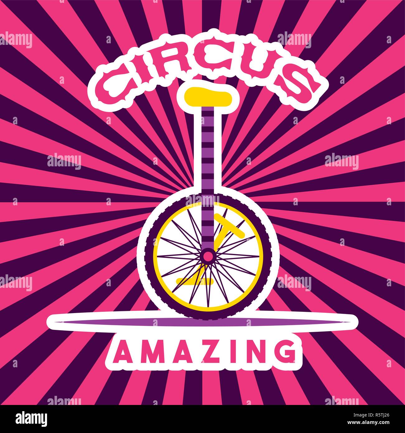 circus unicycle amazing stripes background vector illustration Stock ...