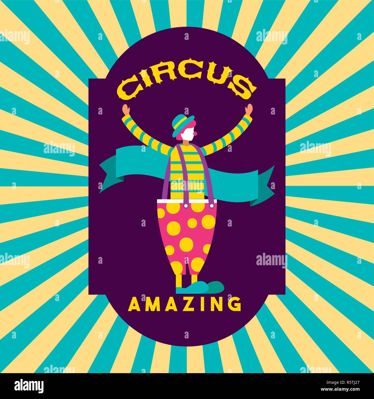 circus sticker clown amazing stripes vector illustration Stock Vector ...