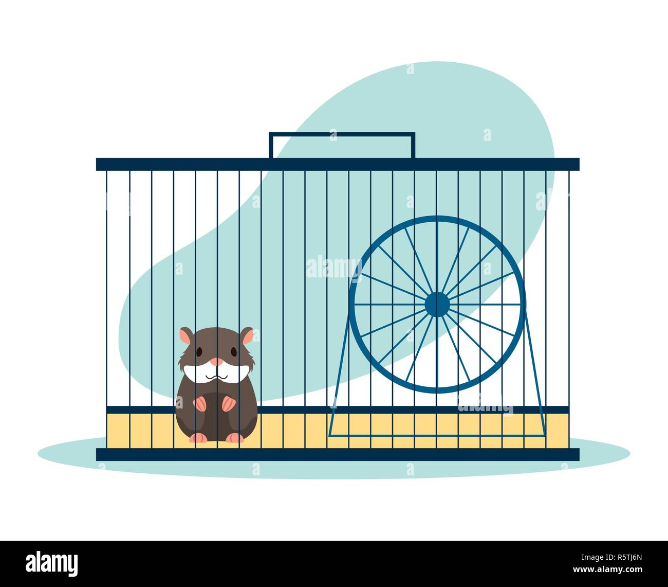 pet shop hamster on cage with wheel vector illustration Stock Vector ...