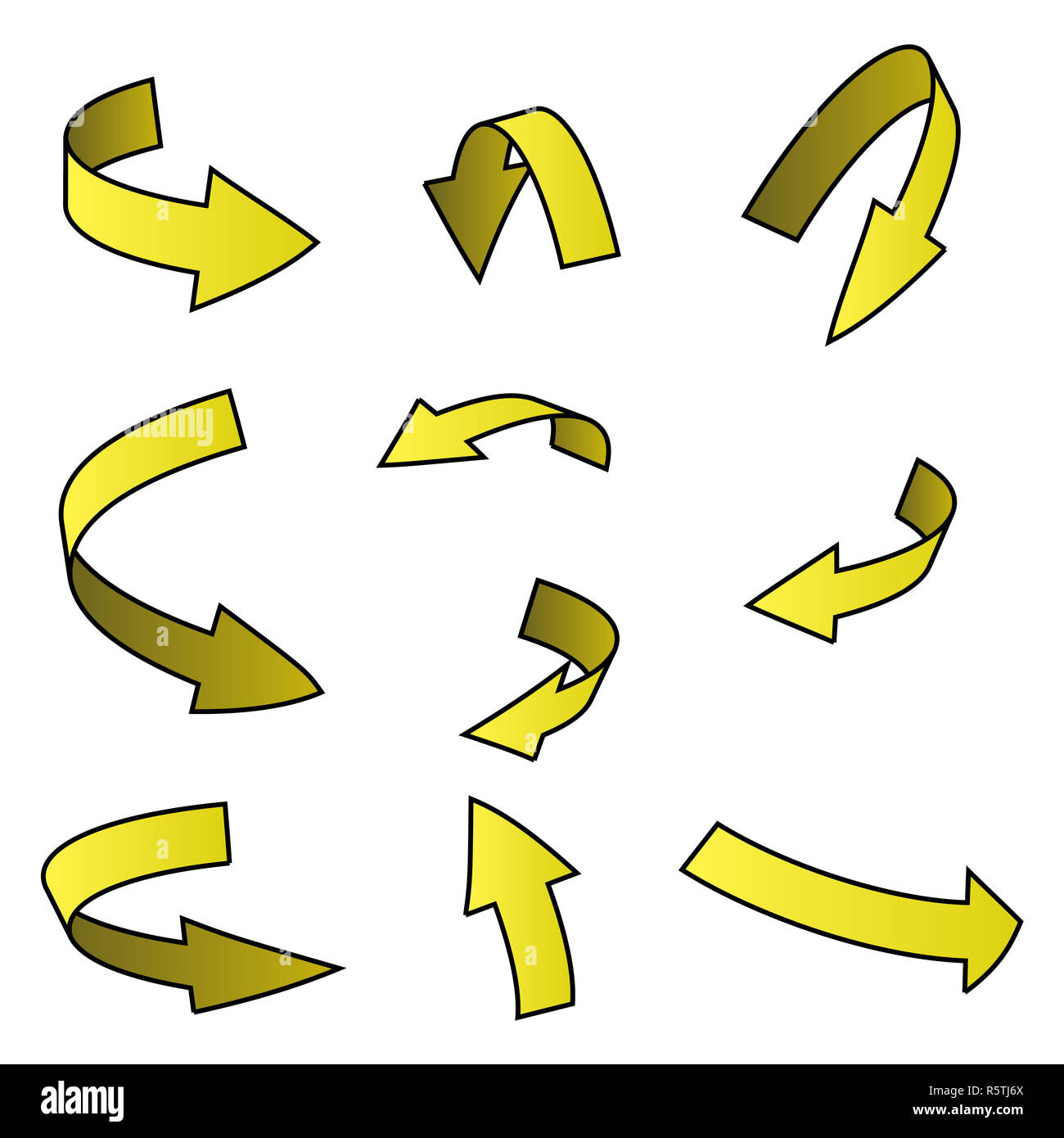 yellow Arrow symbol, curved icon business concept set . Vector ... yellow Arrow symbol, curved icon business concept set . Vector ...